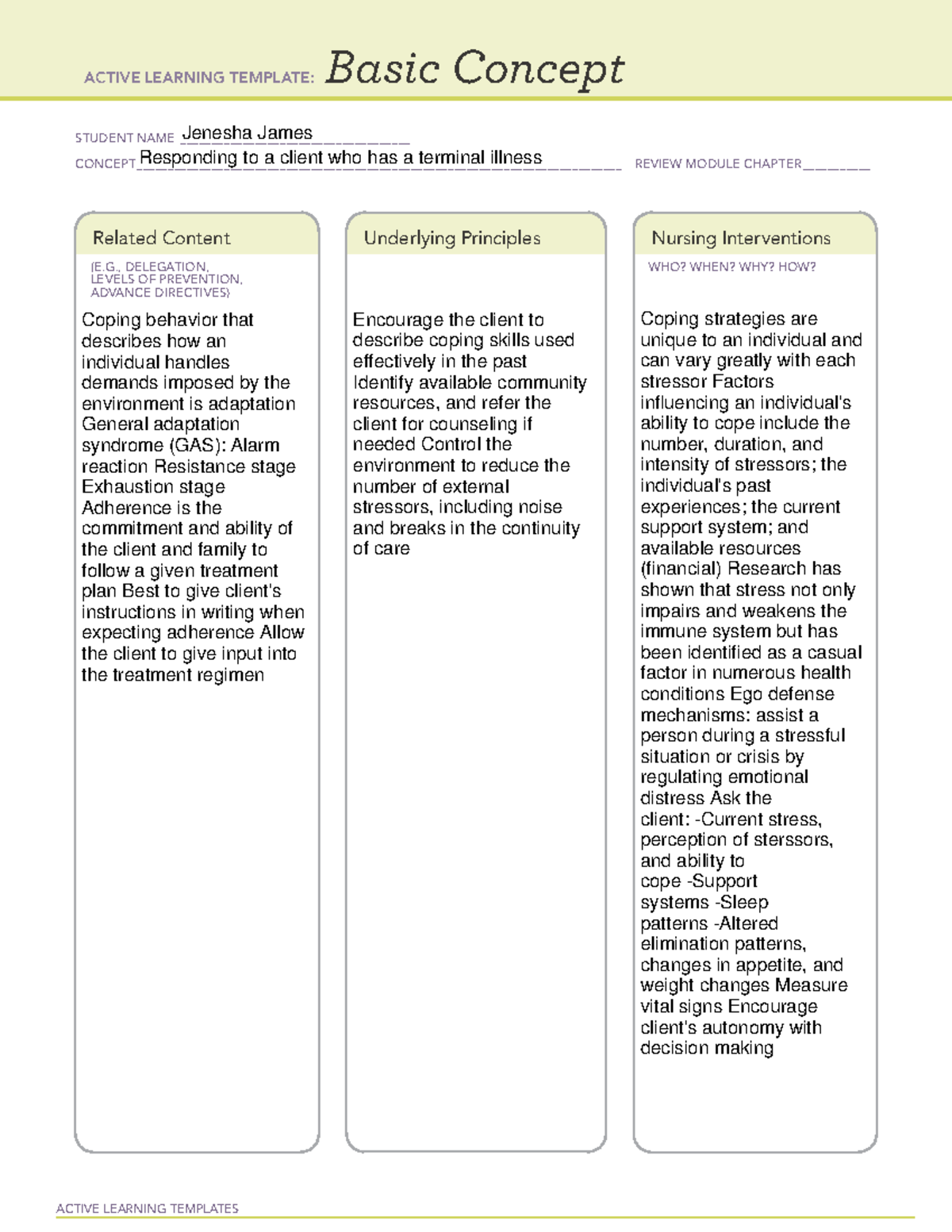 Basic concept restricted terminal illness - NUR 220 - ACTIVE LEARNING ...
