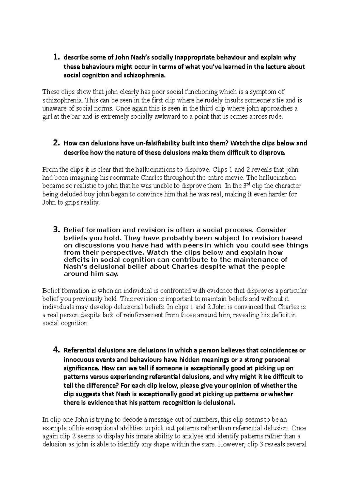 A beautiful mind - Questions - 1. describe some of John Nash’s socially ...