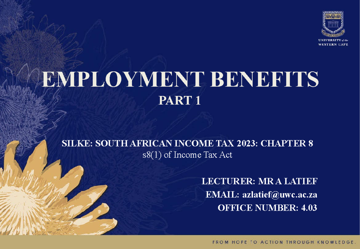 Allowances ( Employment Benefits part 1) - EMPLOYMENT BENEFITS PART 1 ...