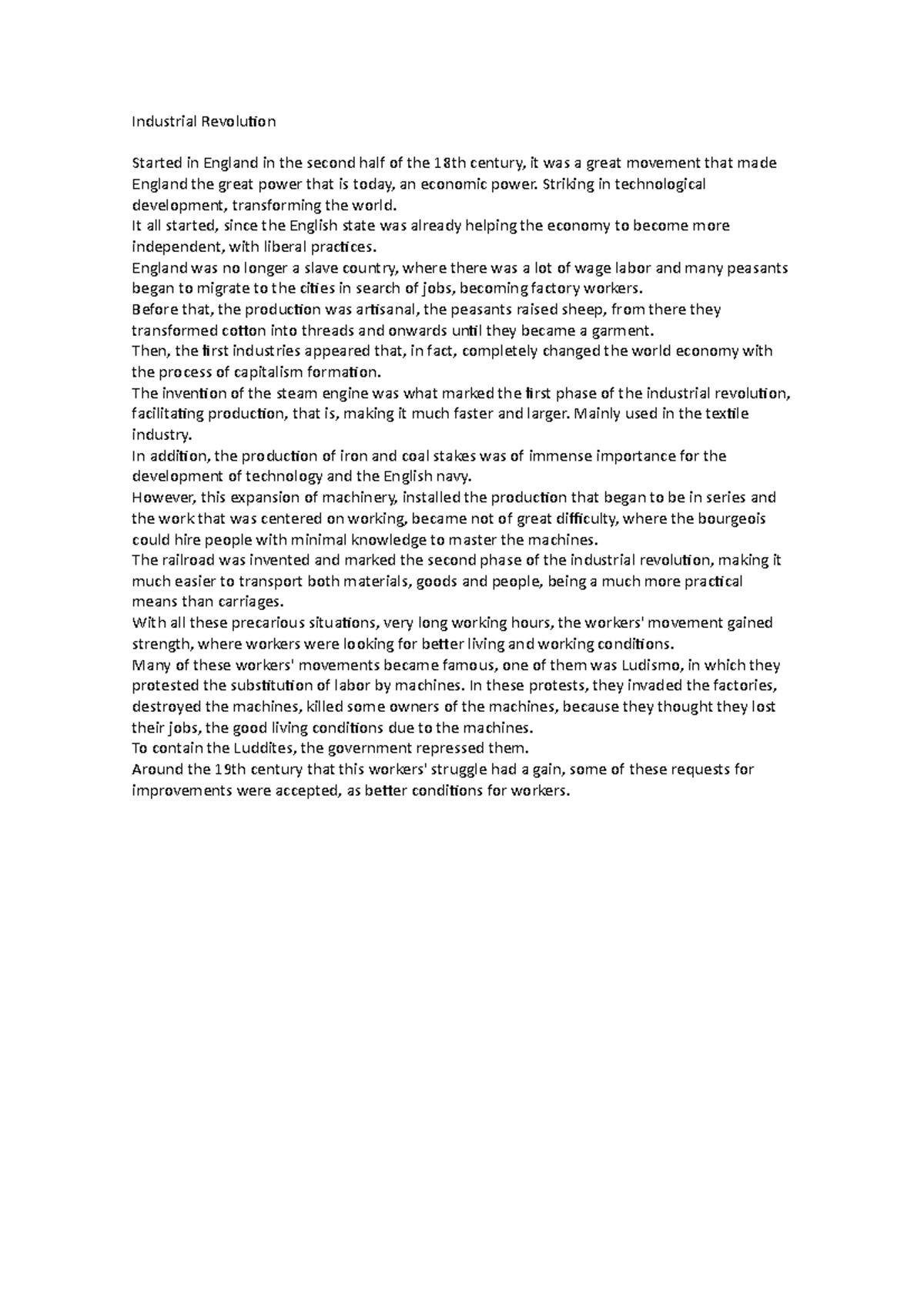 Revolucao industrial in - Industrial Revolution Started in England in ...