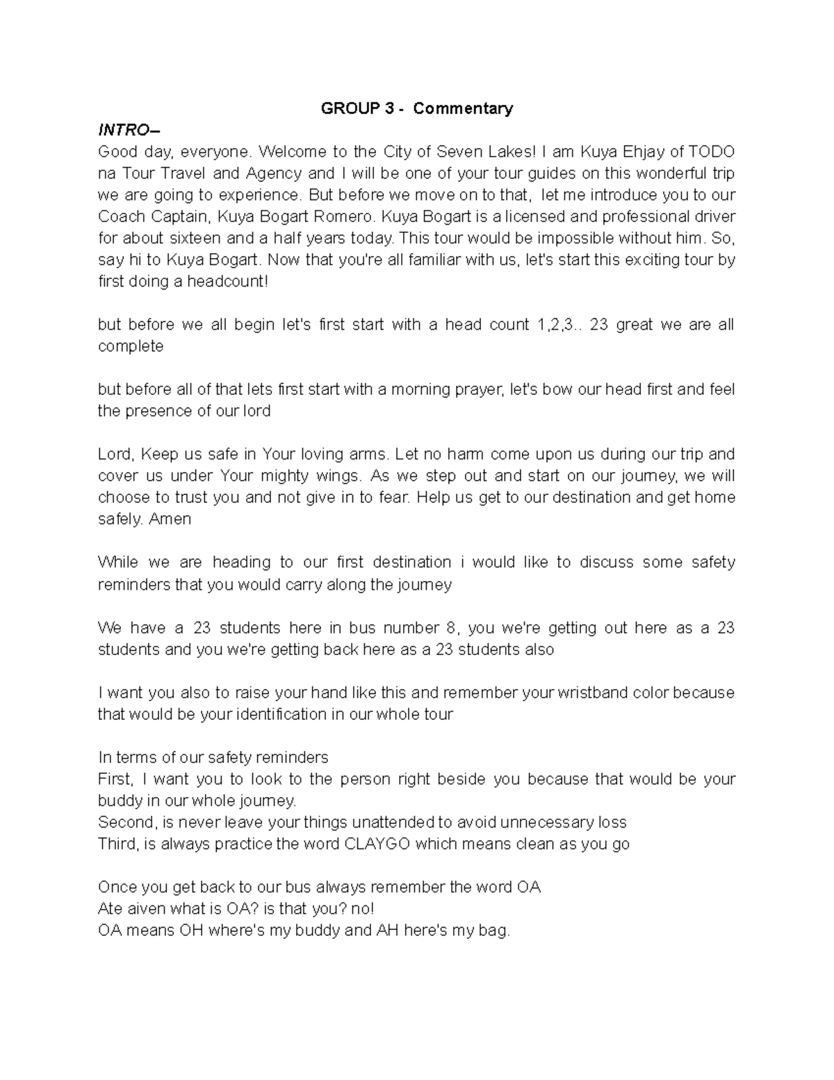 Group-3-Commentary - GROUP 3 - Commentary INTRO- Good day, everyone ...