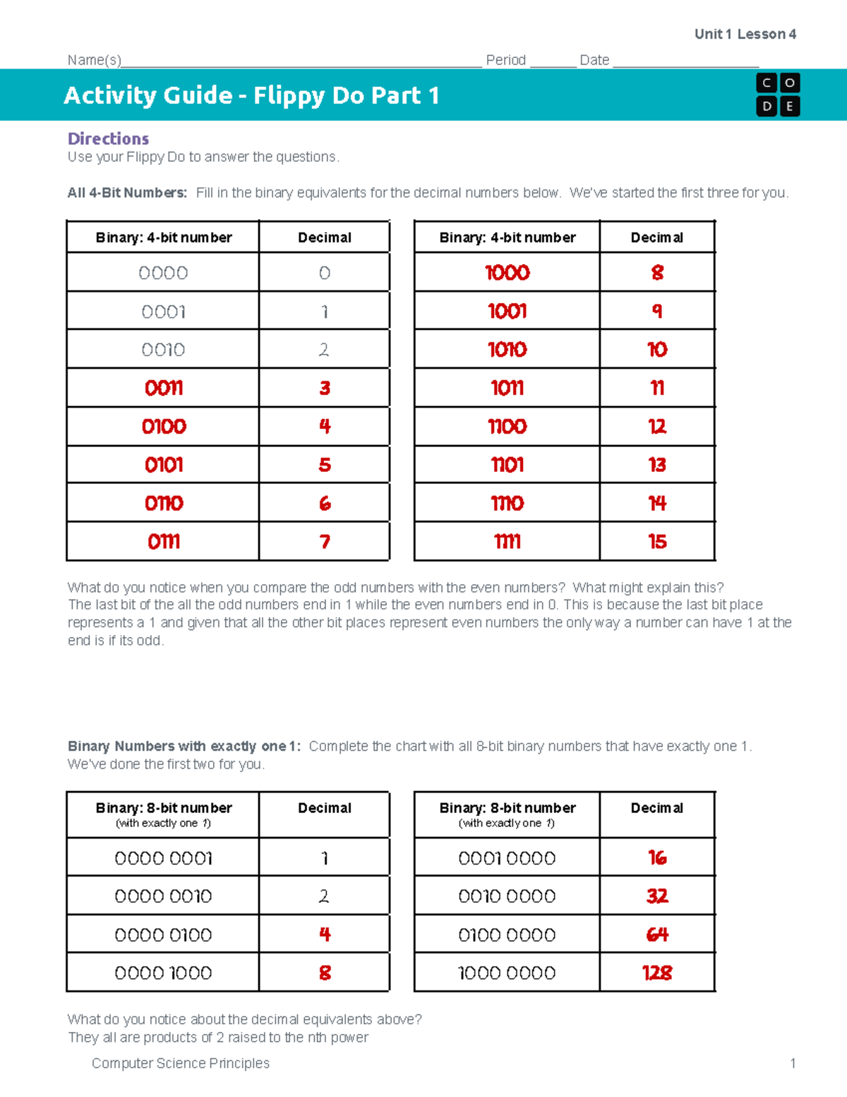 Copy of Activity Guide - Flippy Do Pt 1 - Unit 1 Lesson 4 - Unit 1 ...