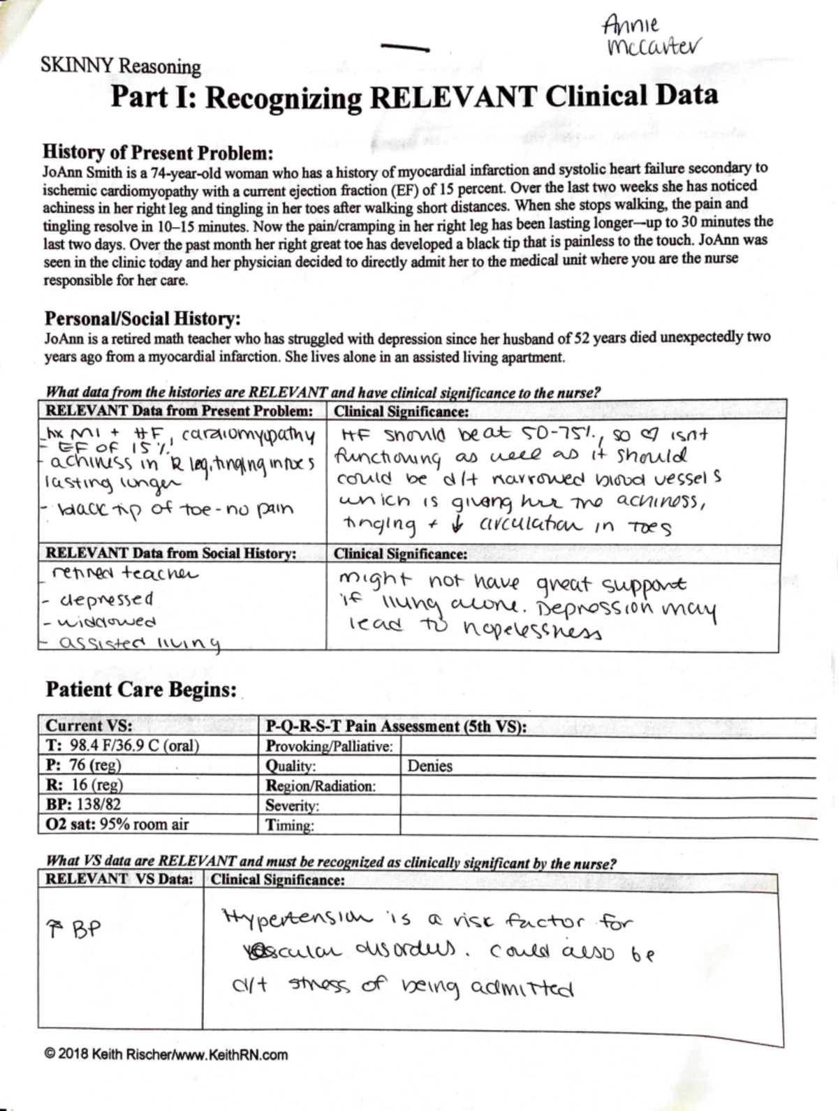Peripheral Arterial Disease Case Study - SKINNY Reasoning Part I ...