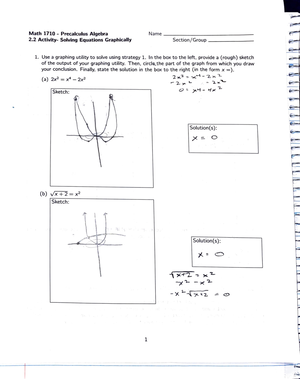 Graph of Equations 1.1 - Math 1710 - Precalculus Algebra 1 Activity ...