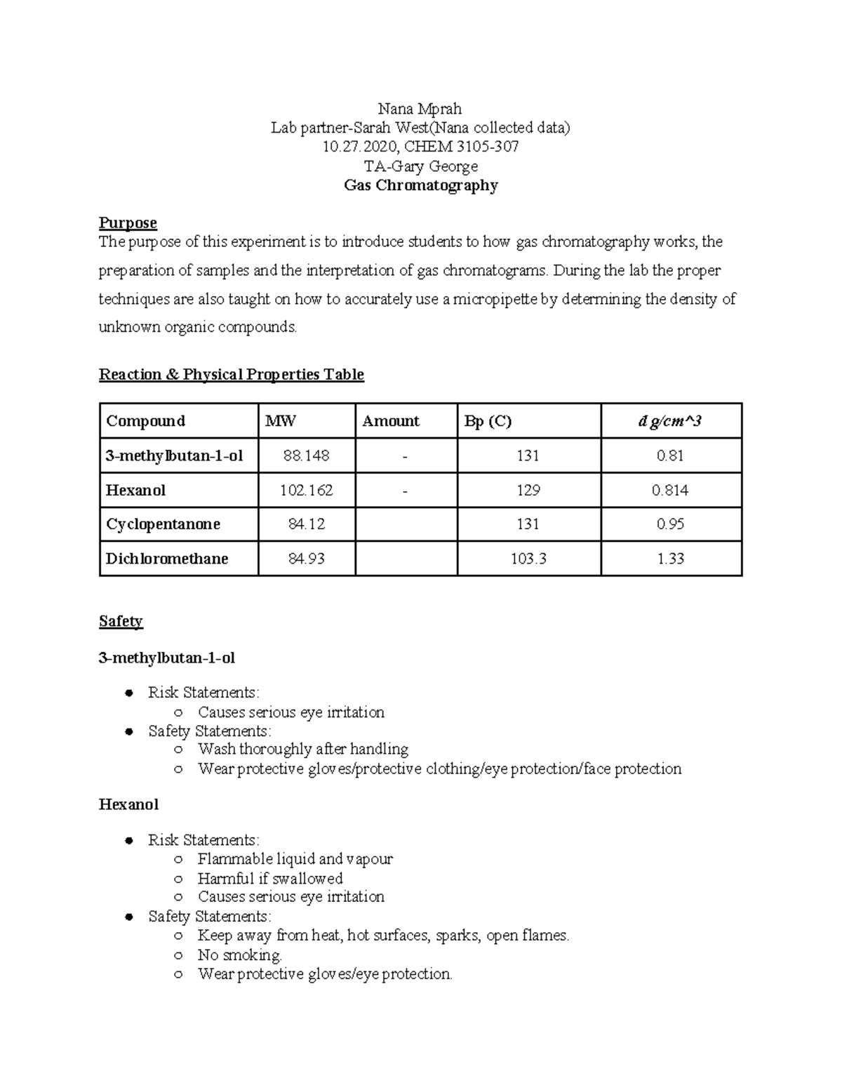 Lab 7 - lab - Nana Mprah Lab partner-Sarah West(Nana collected data) 10 ...