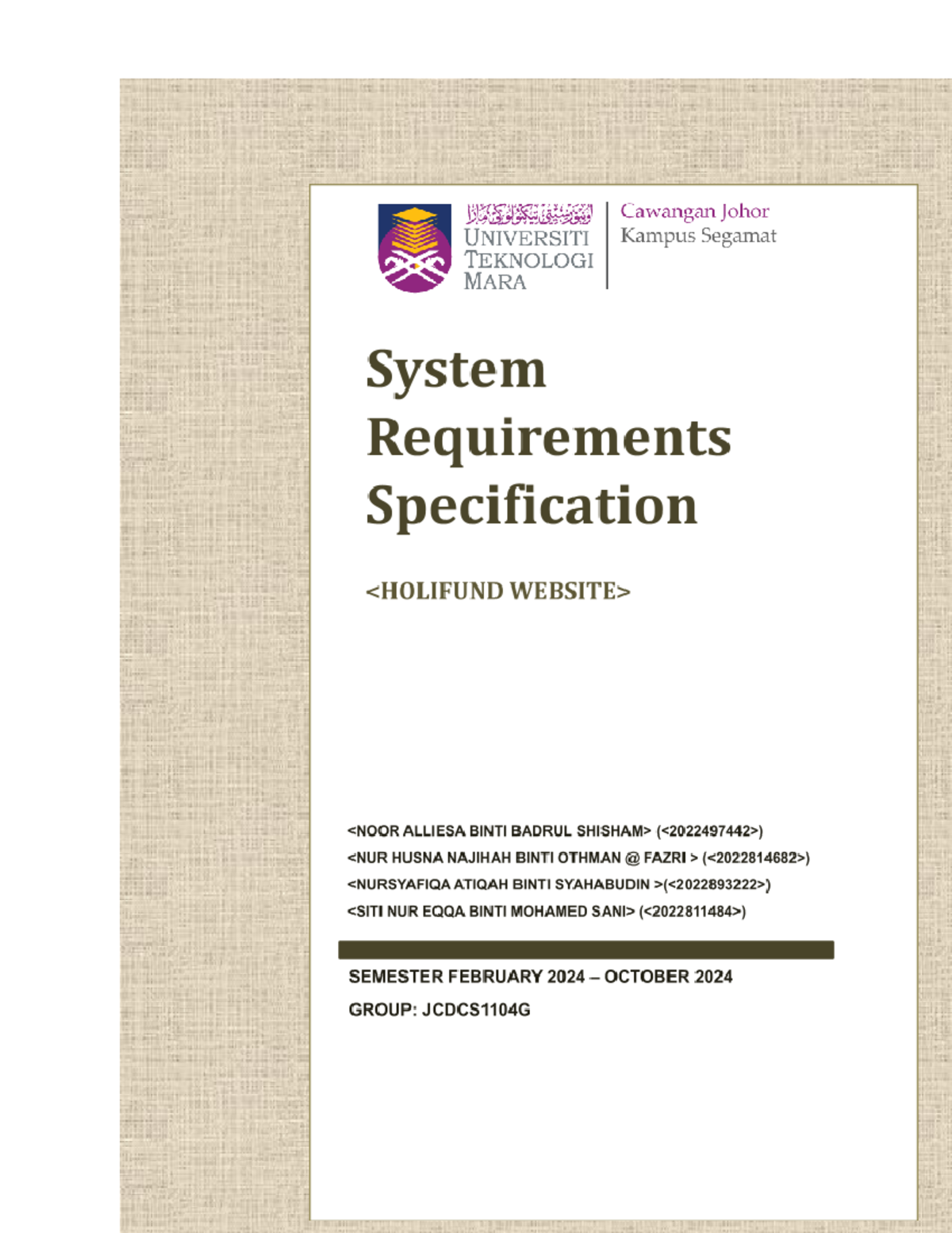 ISP250 SRS Proposal - Table of Contents Overall Description 1 Product ...