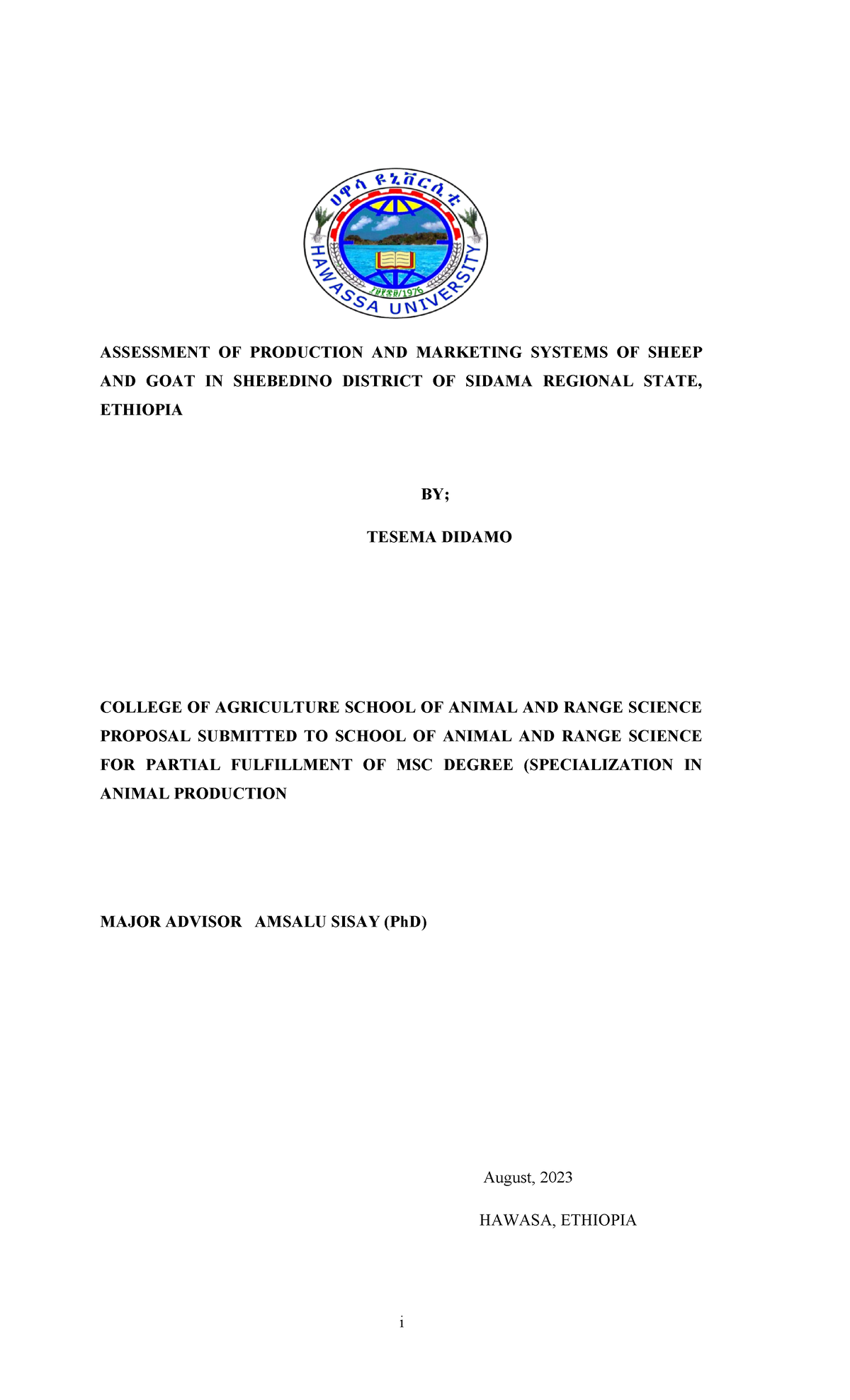 Tesema Dadi proposal defended and commented FF - ASSESSMENT OF ...