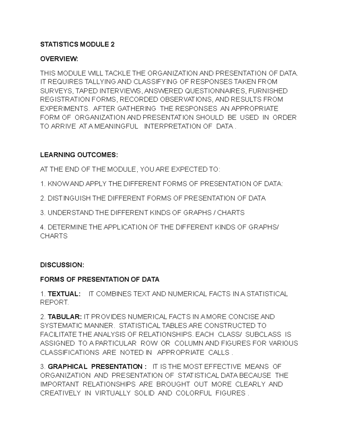 MOD2 Stats - STATISTICS MODULE 2 OVERVIEW: THIS MODULE WILL TACKLE THE ...