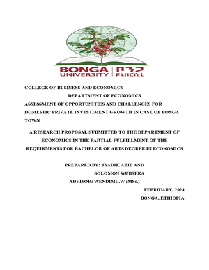 Eco chp 2 - Econometrics - Chapter Two: Simple Linear Regression Analysis with Cross-Sectional ...