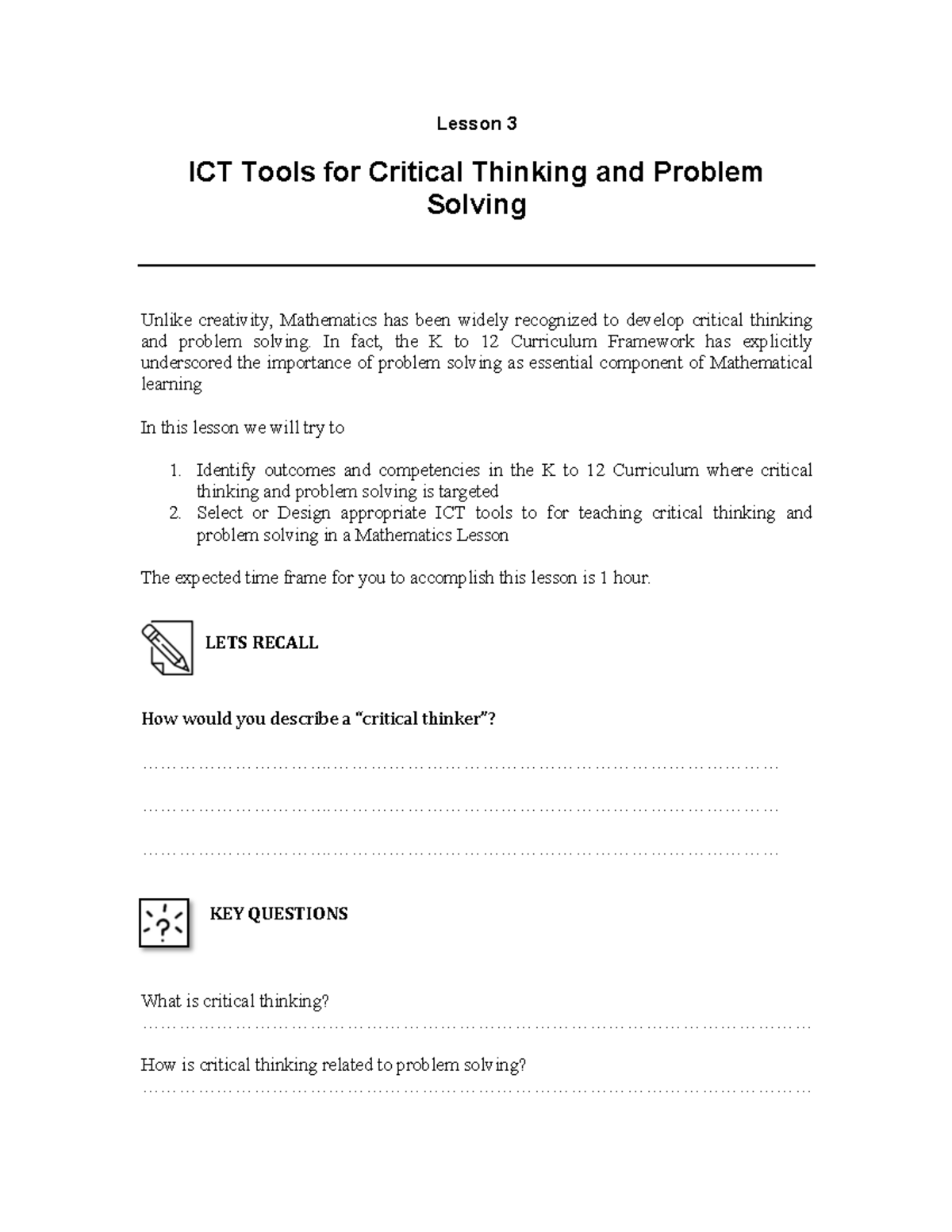Lesson 3 - ICT Tools for Civil Engineering Guide Lecture notes First ...