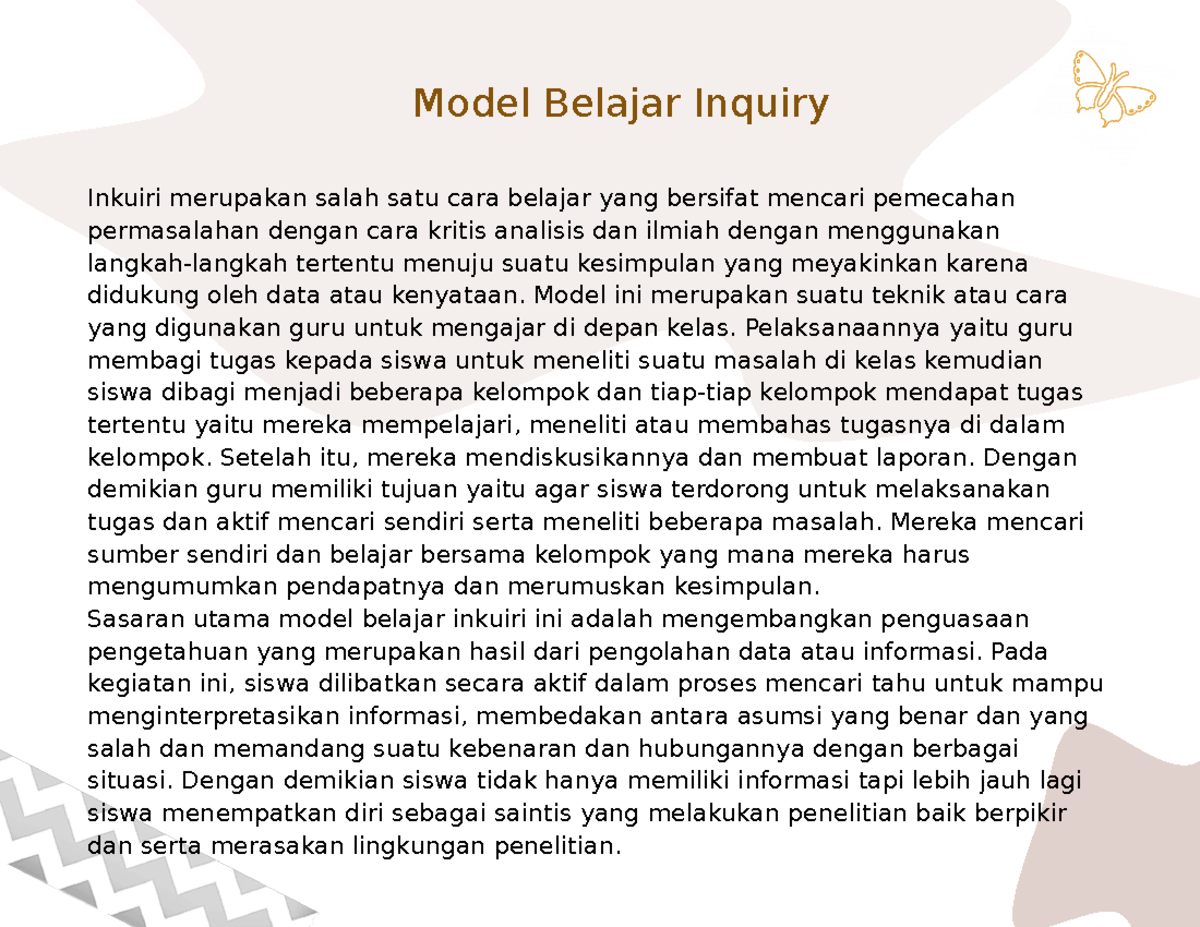 Model belajar inquiry - Model Belajar Inquiry Inkuiri merupakan salah ...