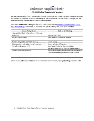 CYB 220 7-2 Project Three Submission Evaluation of Network Protection ...