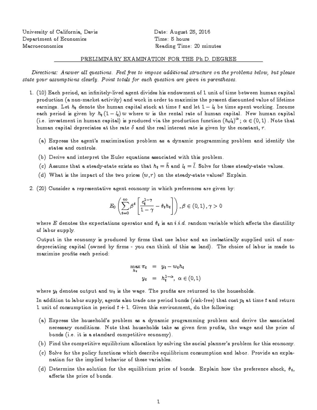 Macro Prelim August 2016 - University of California, Davis Date: August ...