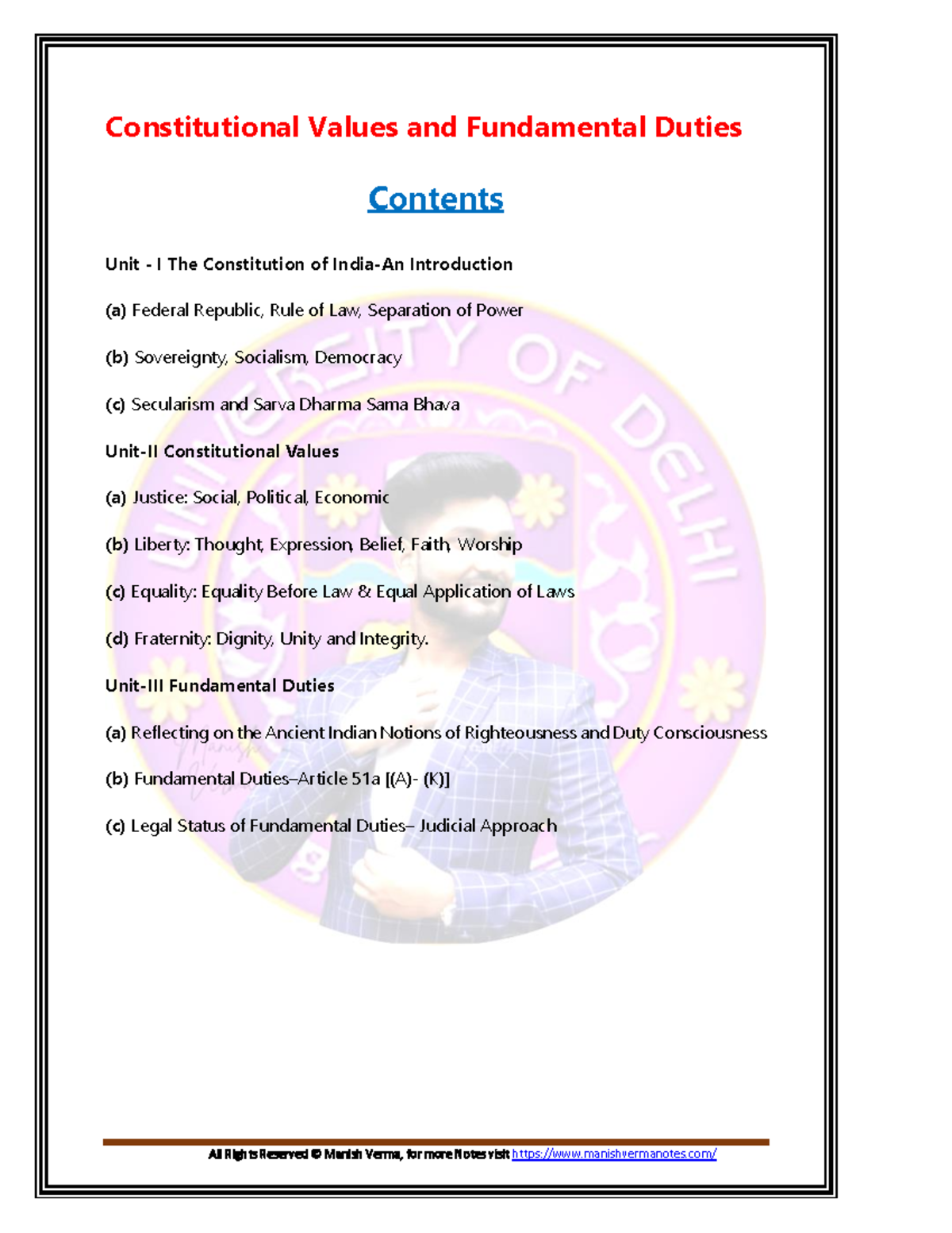 3rd Constitutional Values and Fundamental Duties English ...