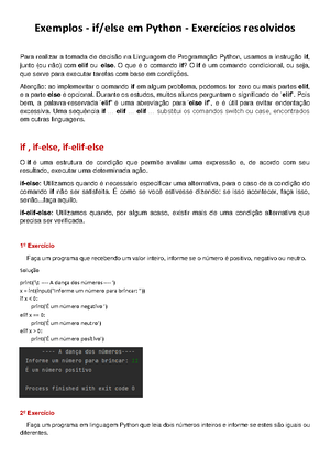 Exercícios Python - Informática - LISTA DE EXERCÕCIOS – PYTHON 3 1 ...