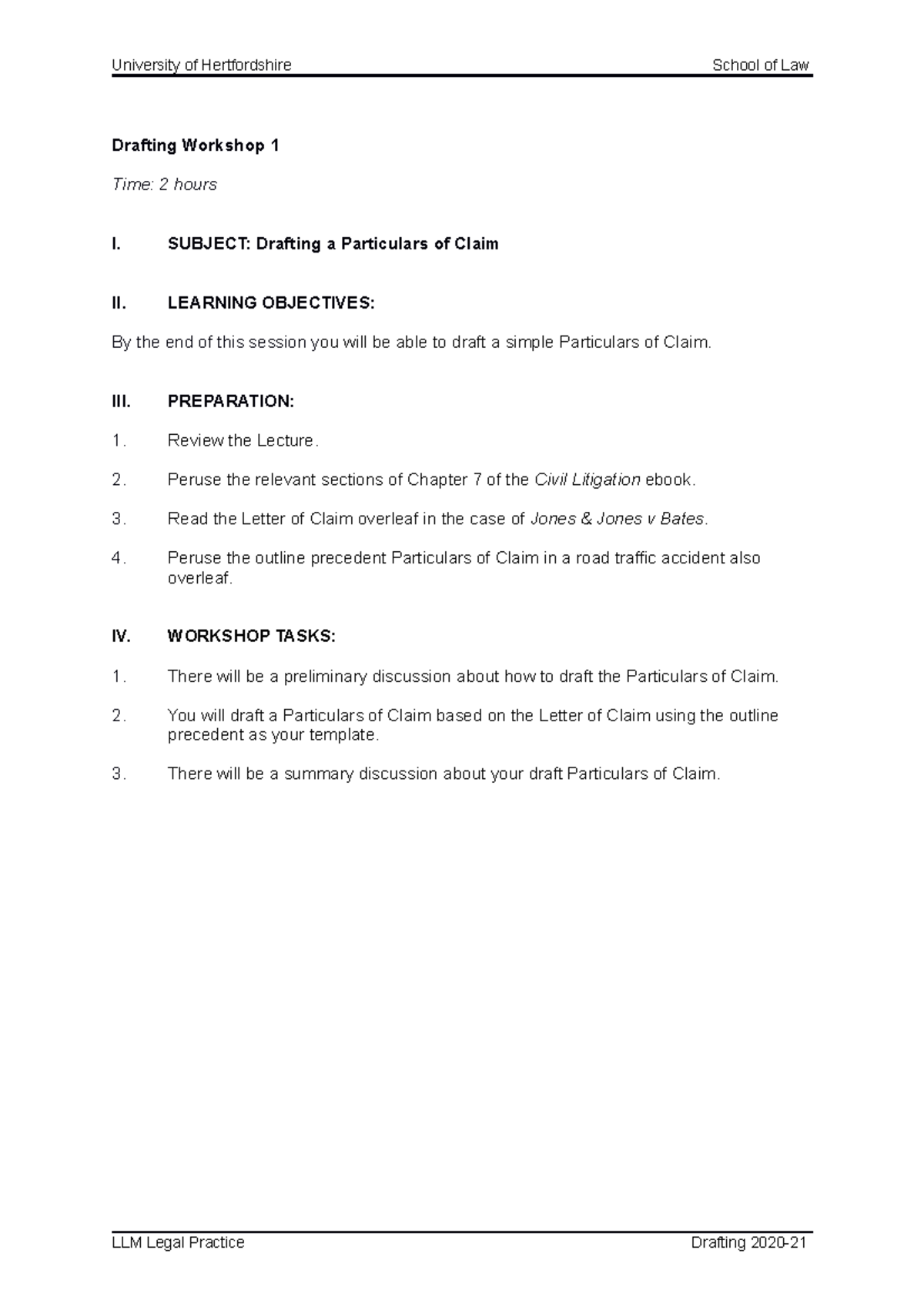 Workshop 1 Student Instructions 2020-21 - Drafting Workshop 1 Time: 2 ...