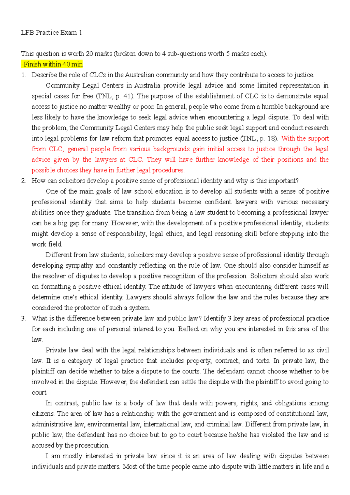 LFB Practice Exam 1 -Finish within 40 min Describe the role of CLCs in ...