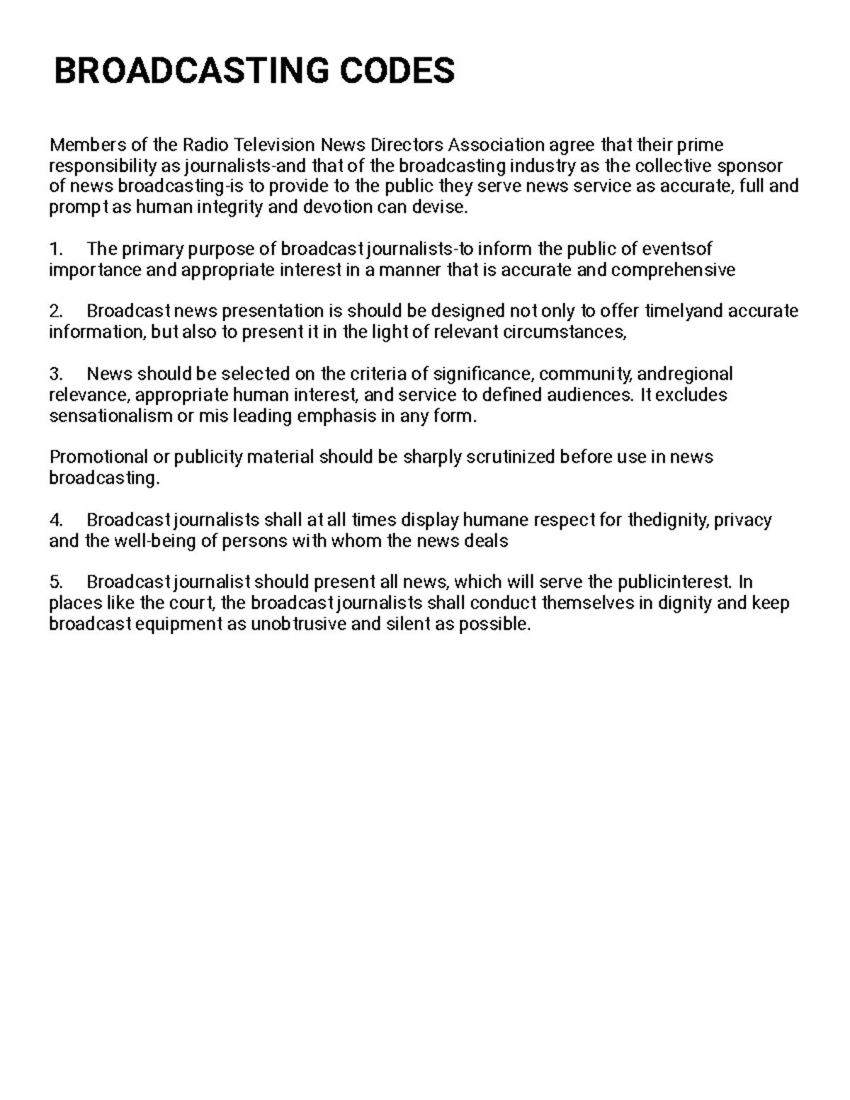 Broadcasting codes - Lecture notes 4th semester - BROADCASTING CODES ...