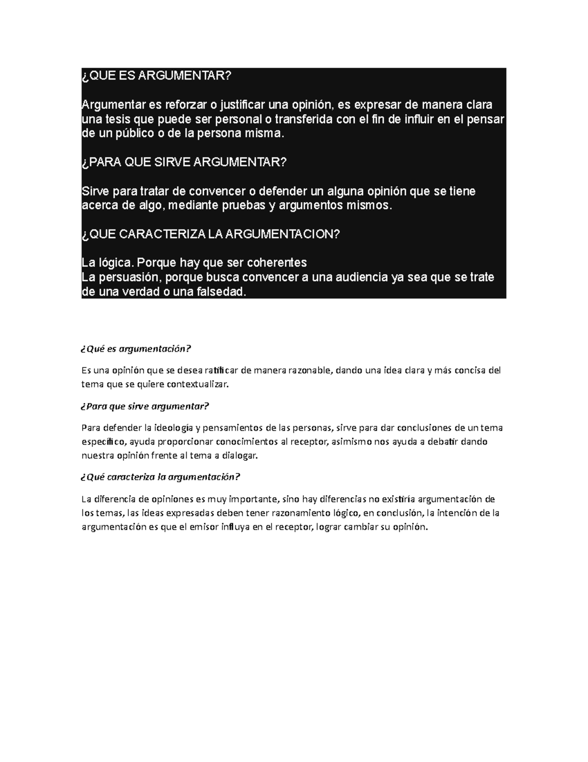 QUE ES Argumentar - Argumentación y producción de textos - ¿QUE ES ...