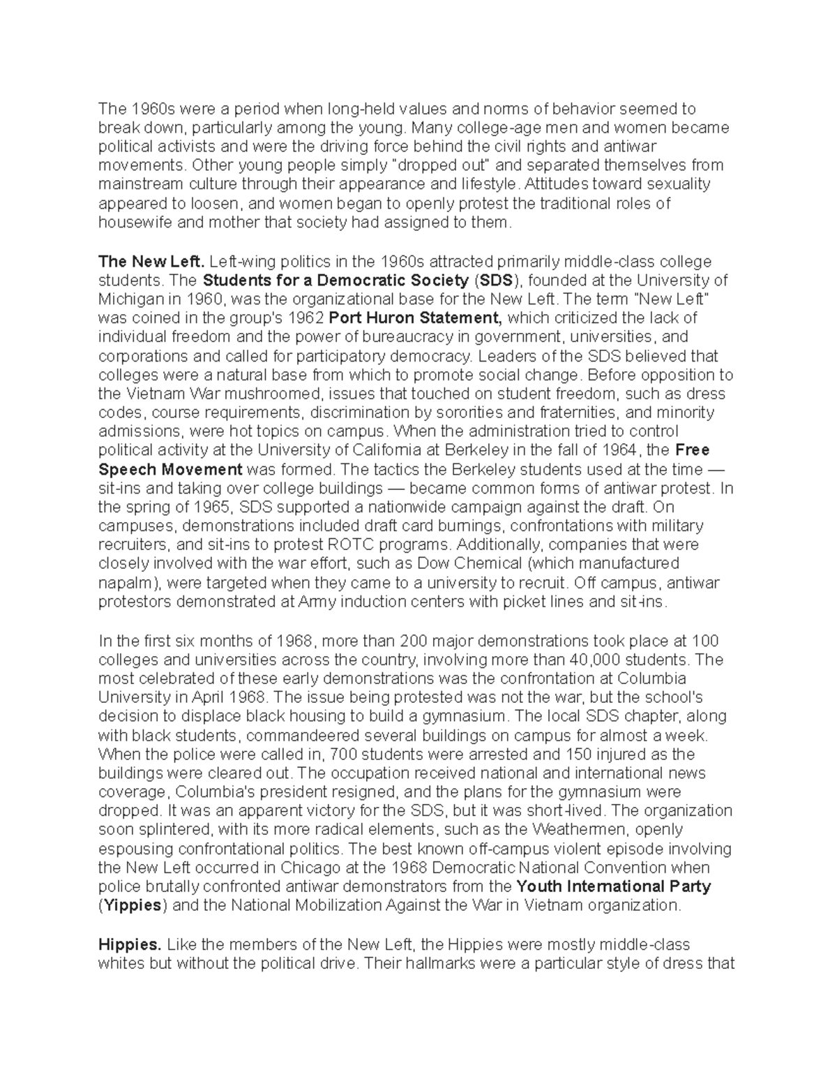 The Counterculture of the 1960s - The 1960s were a period when long ...