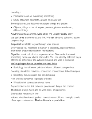 Chapter 4 Notes - Chapter 4 Sociology Notes: Social Structure and ...