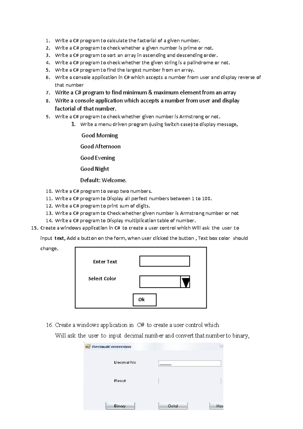 C# dotnet program List - Heyy Good - 1. Write a C# program to calculate ...