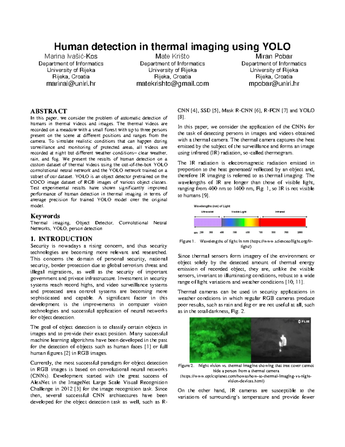 1005647 - Human detection in thermal imaging using YOLO Marina Ivašić ...