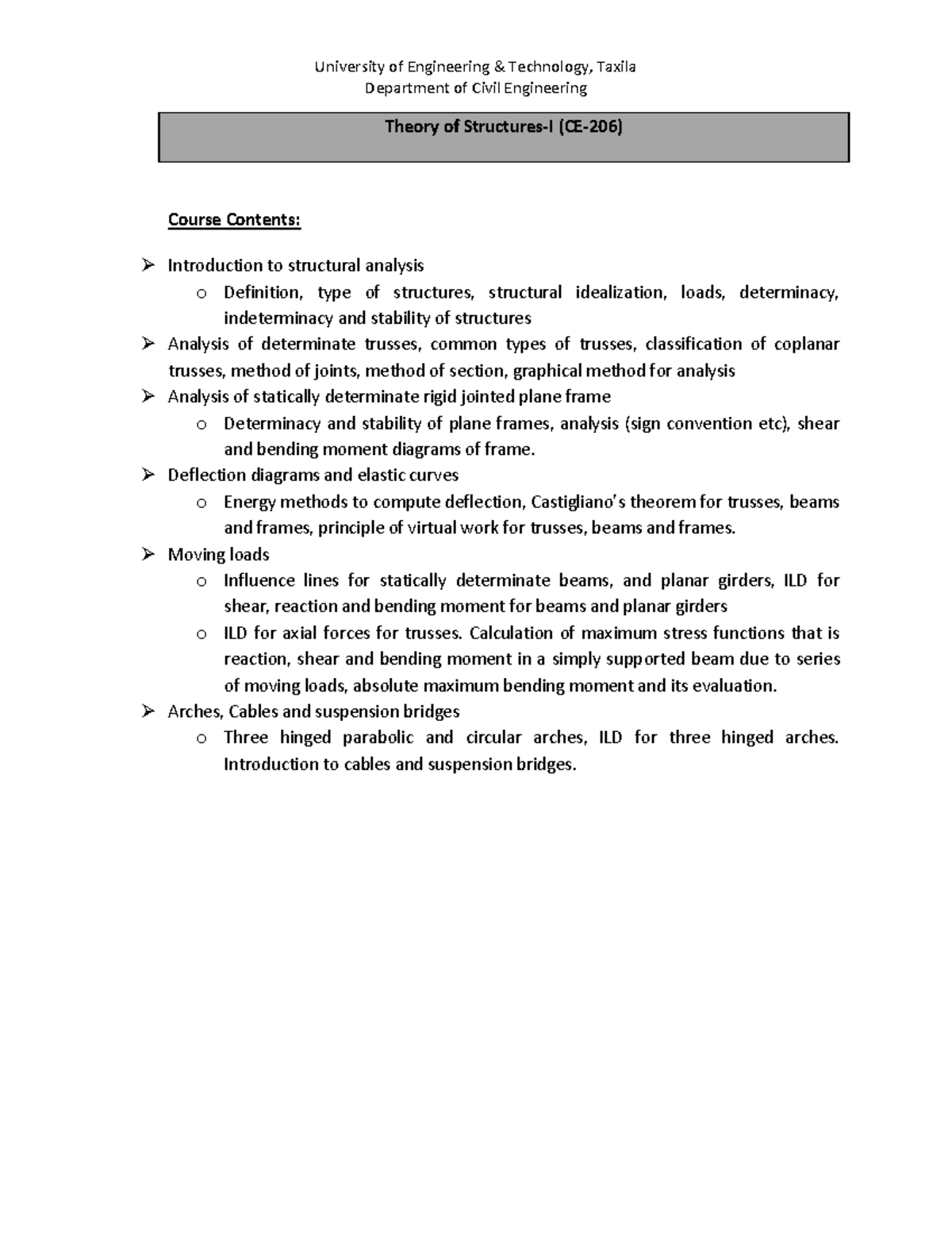 Theory of Structures-I (CE-206) - Warning: TT: undefined function: 22 Warning: TT: undefined ...