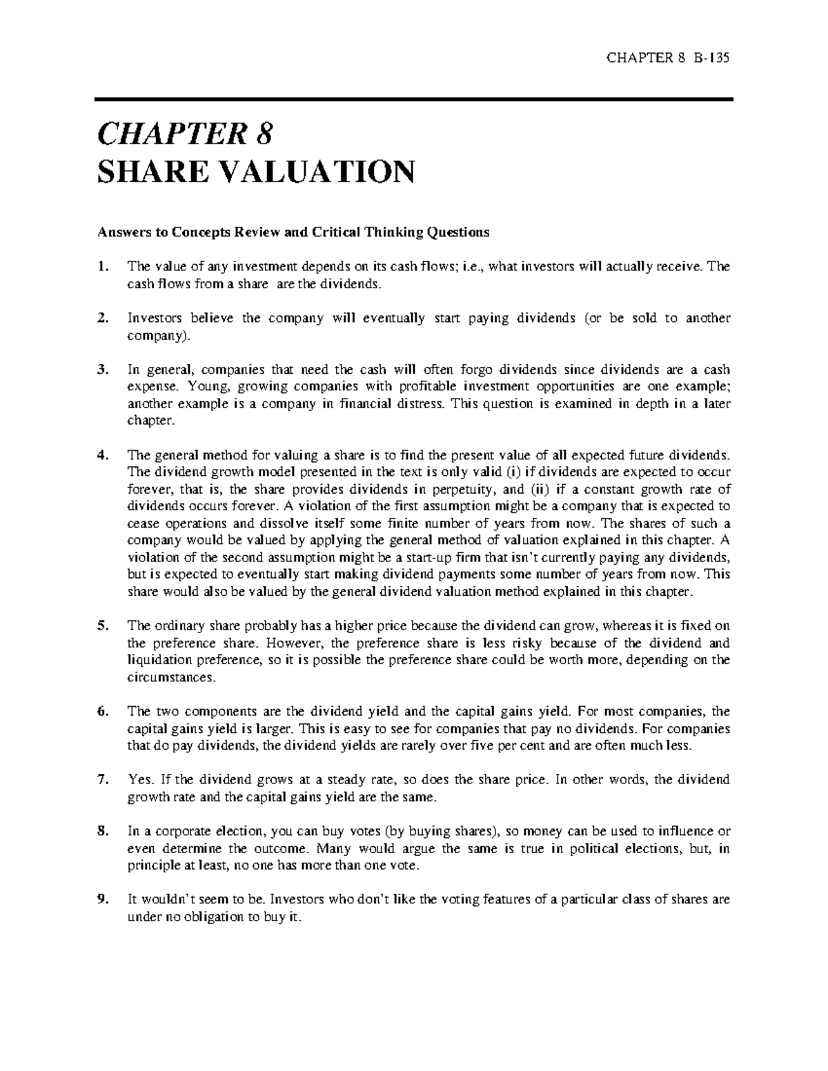 Concept Ch. 08 - Stock Valuation - CHAPTER 8 B- CHAPTER 8 SHARE ...
