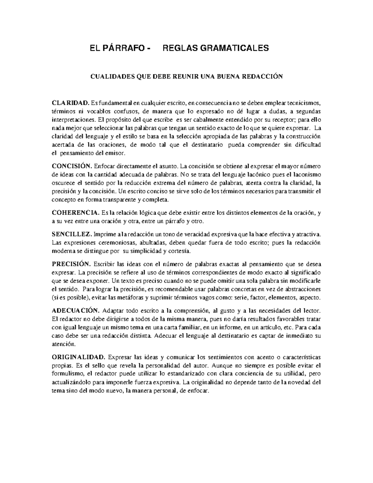 EL Párrafo- Reglas Gramaticales - EL PÁRRAFO - REGLAS GRAMATICALES ...