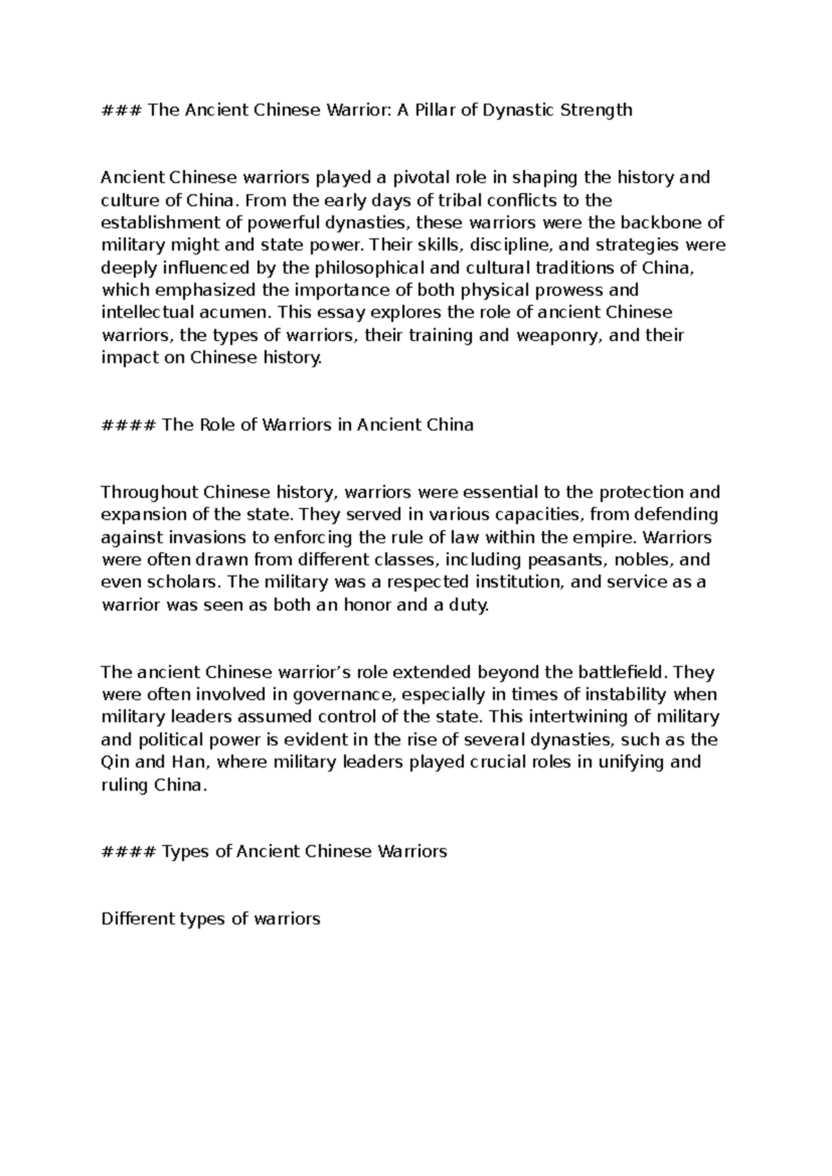 The Ancient Chinese Warrior - From the early days of tribal conflicts ...