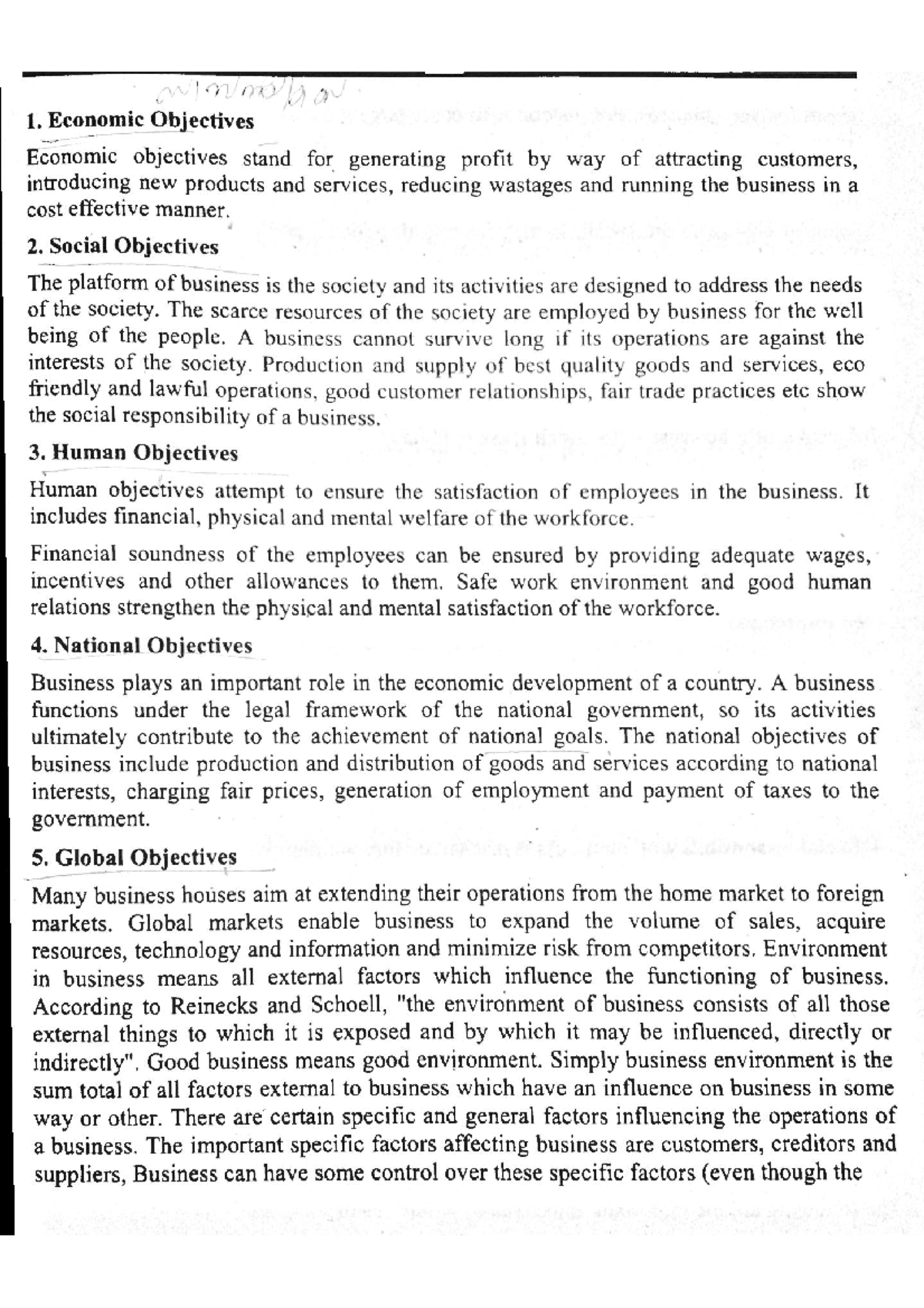 Objectives Of Business - Corporate Law & Business Regulation - Studocu
