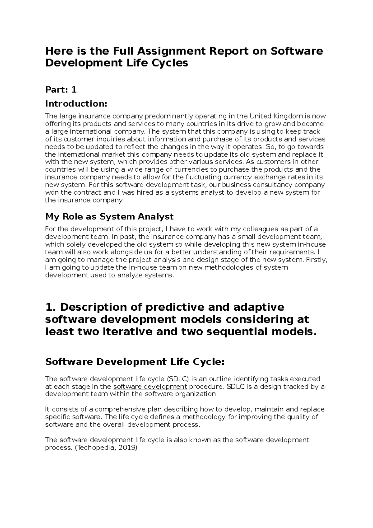 Here is the Full - SDLC - Here is the Full Assignment Report on ...