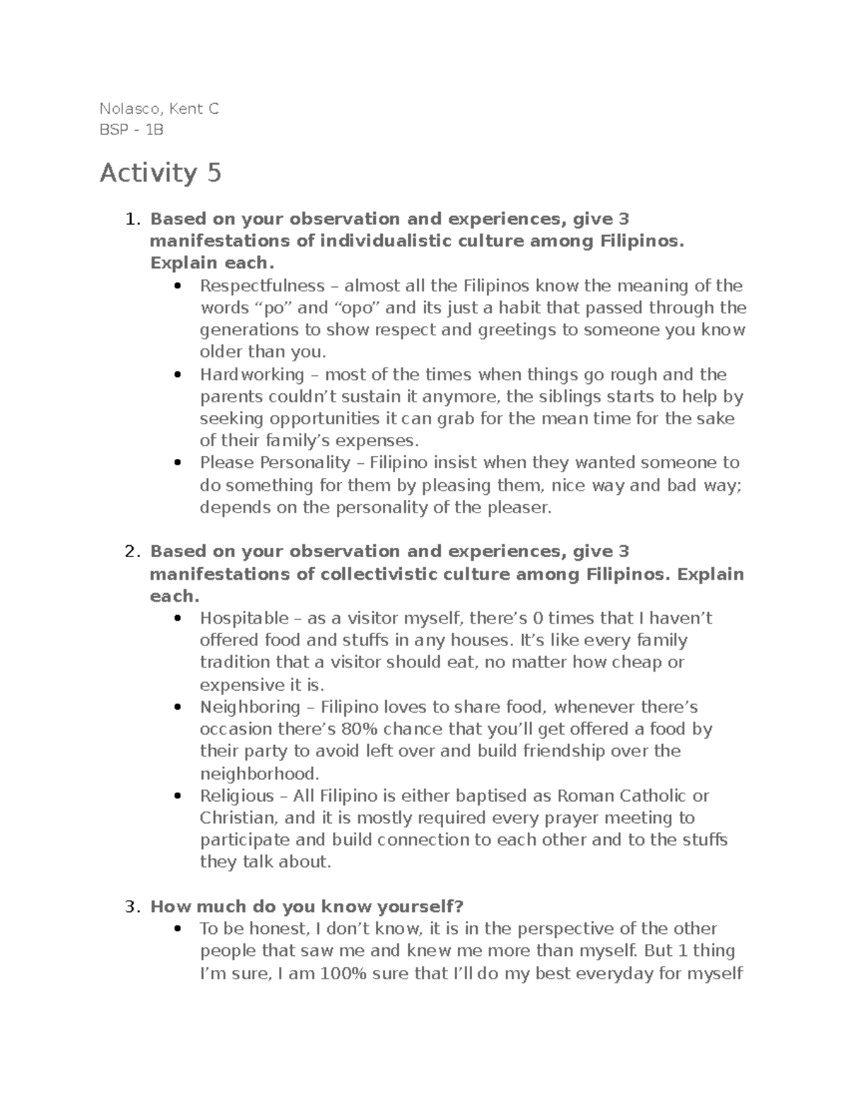 Assignment 2021 Psychology 1st Semester - Nolasco, Kent C BSP - 1B ...