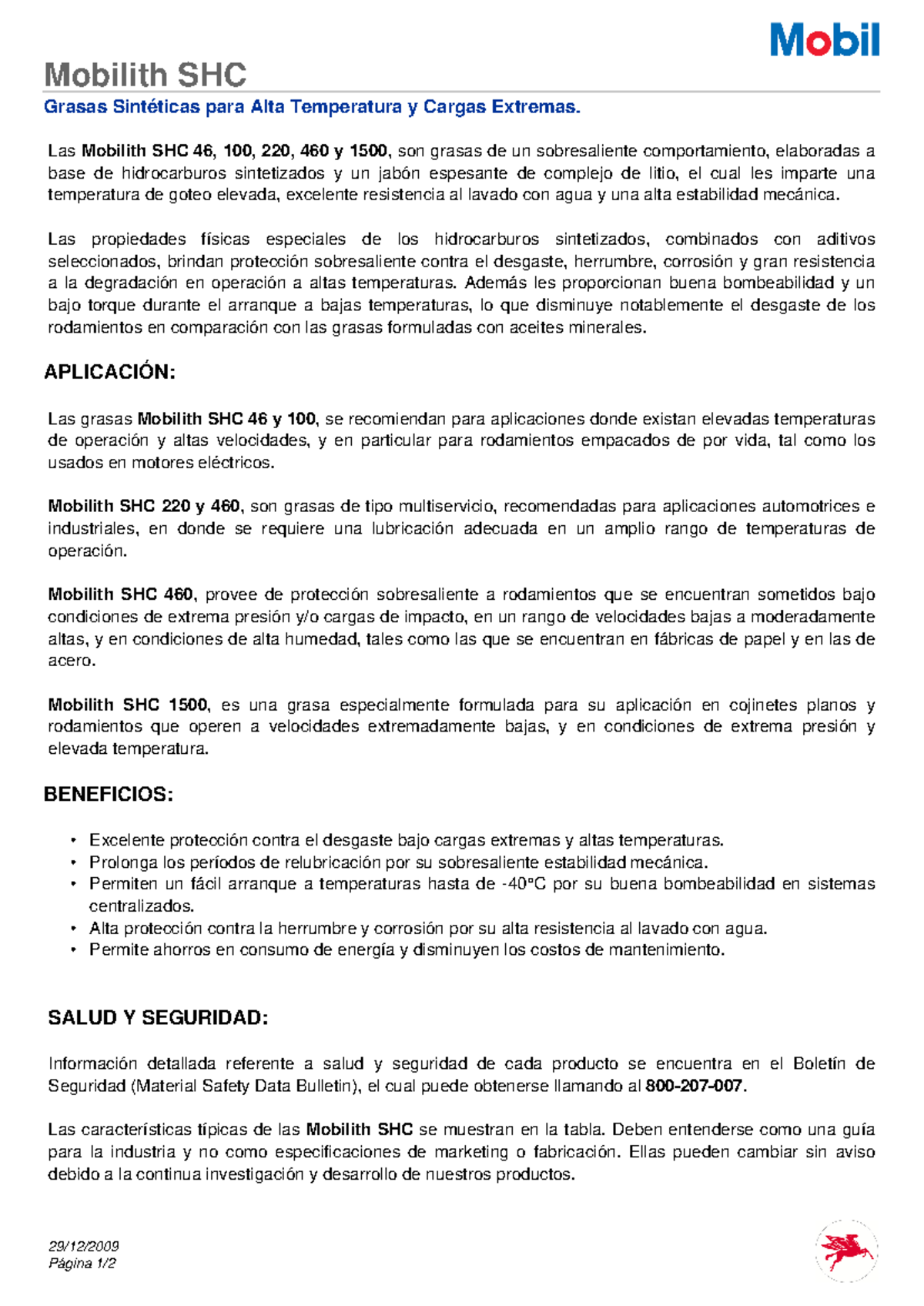 Mobilith SHC - Mobilith SHC Grasas Sintéticas para Alta Temperatura y ...