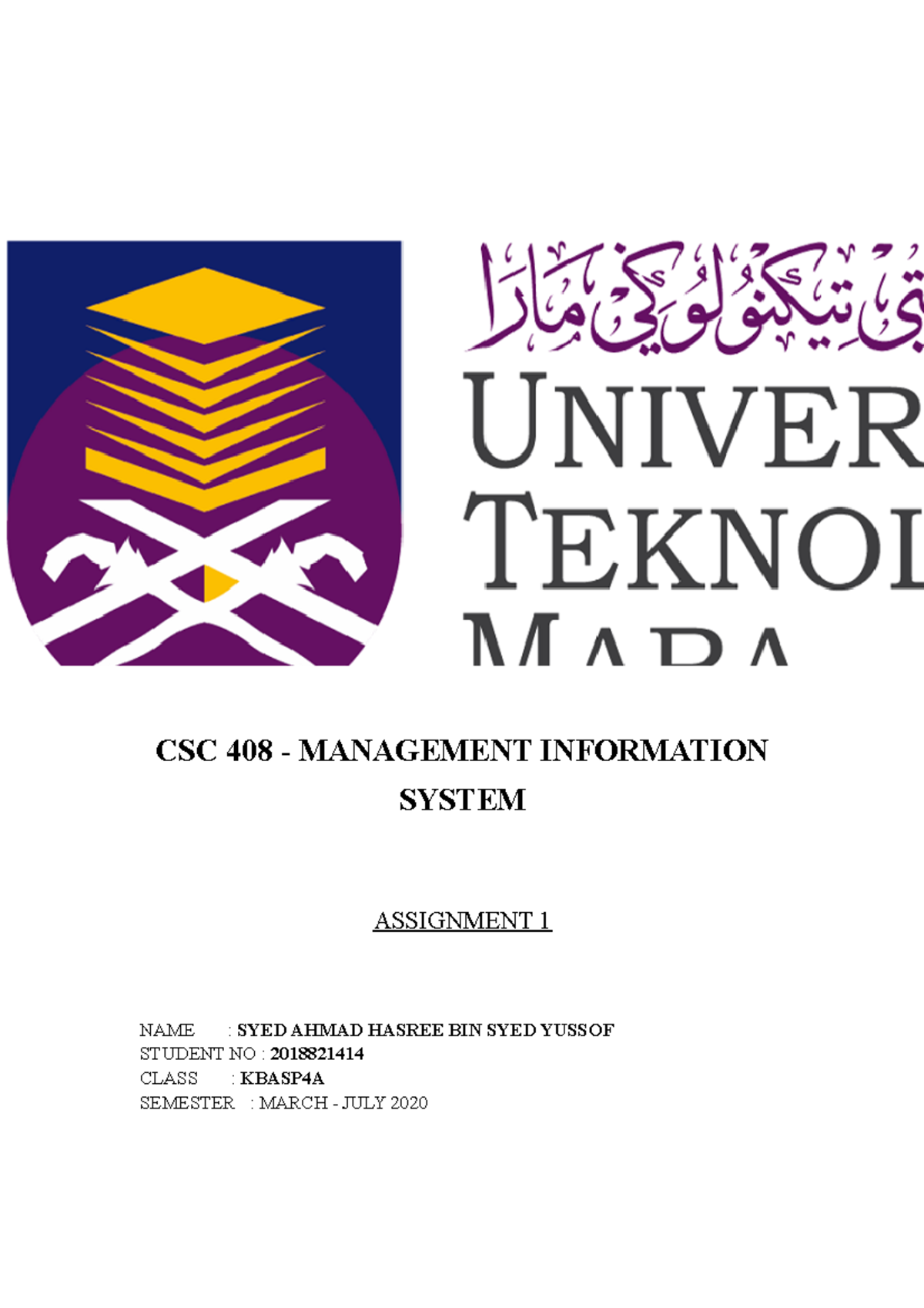 New Microsoft Word Document - CSC 408 - MANAGEMENT INFORMATION SYSTEM ...