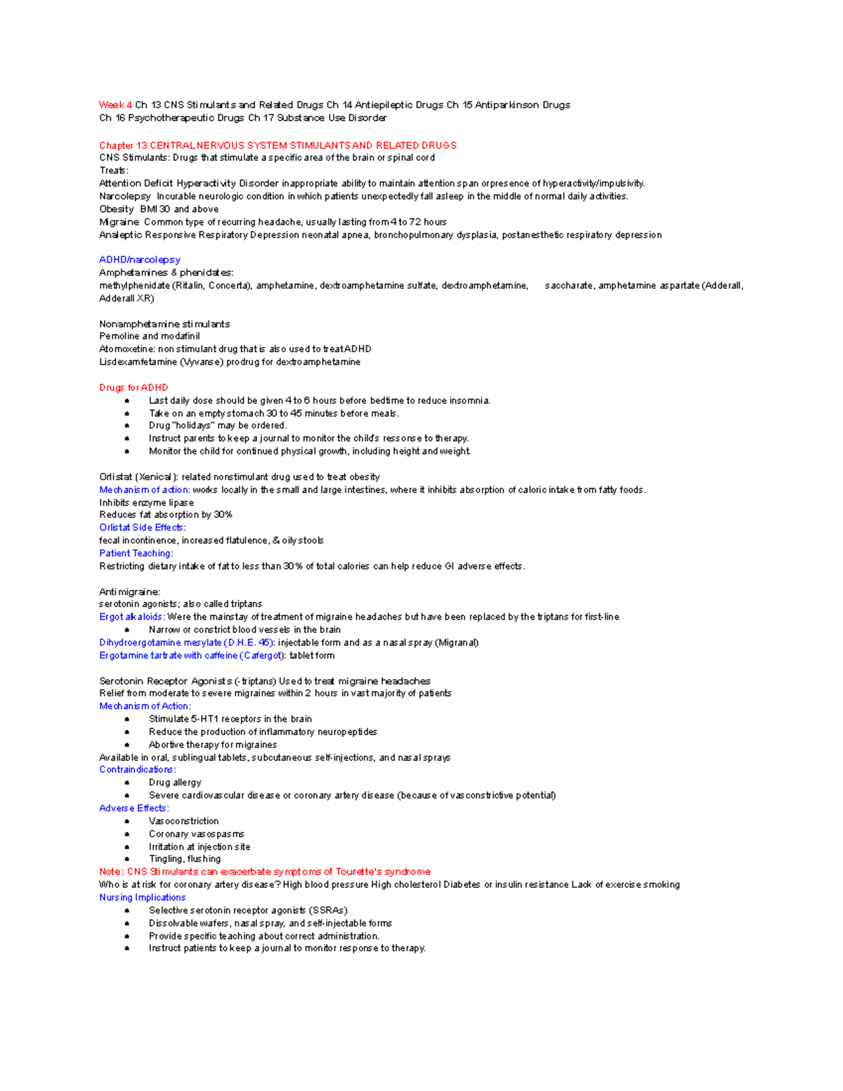 Pharmacology week 4 - Week 4Ch 13 CNS Stimulants and Related Drugs Ch ...