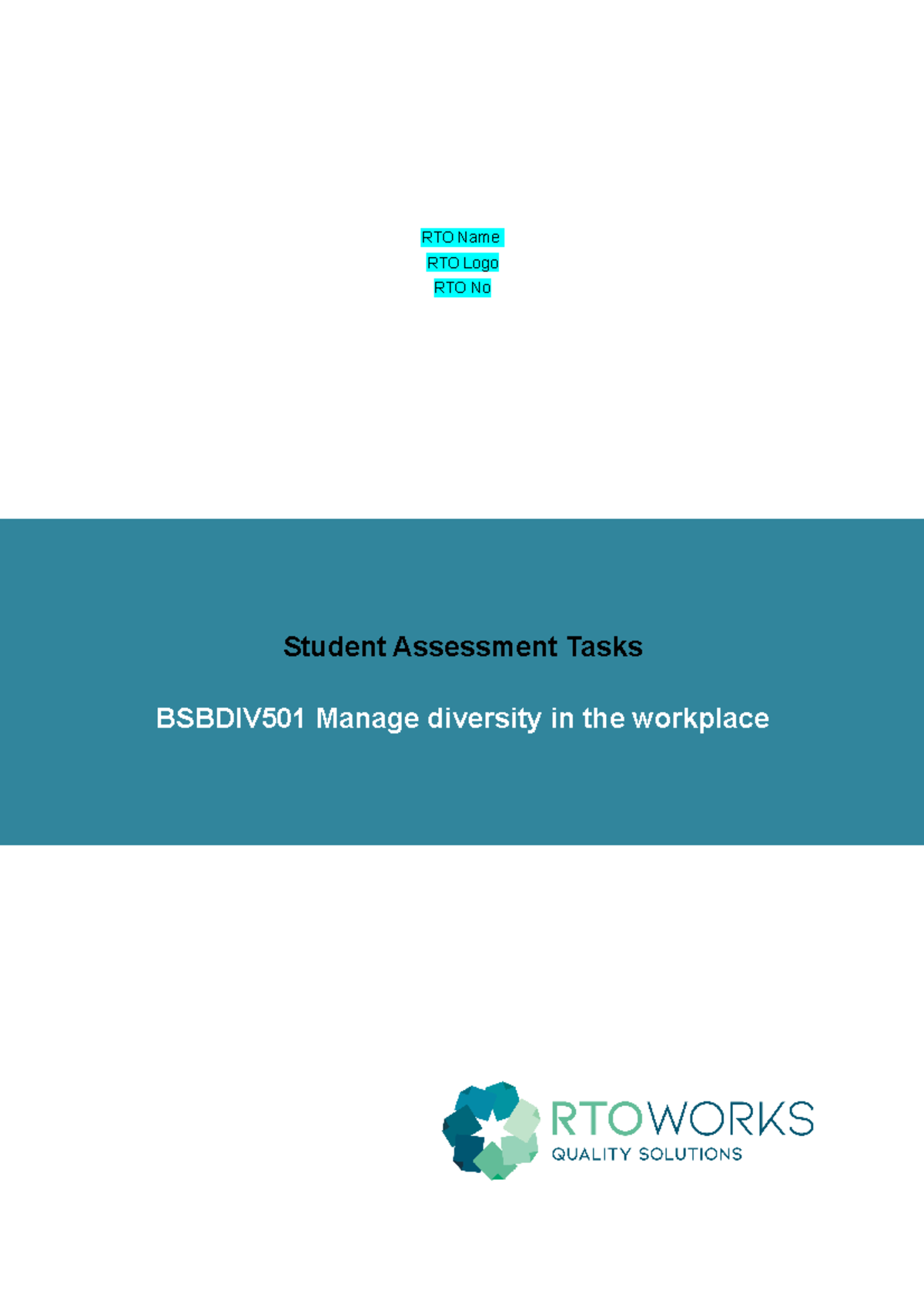 Bsbdiv 501 Student Assessment Tasks - RTO Name RTO Logo RTO No Student Assessment Tasks ...