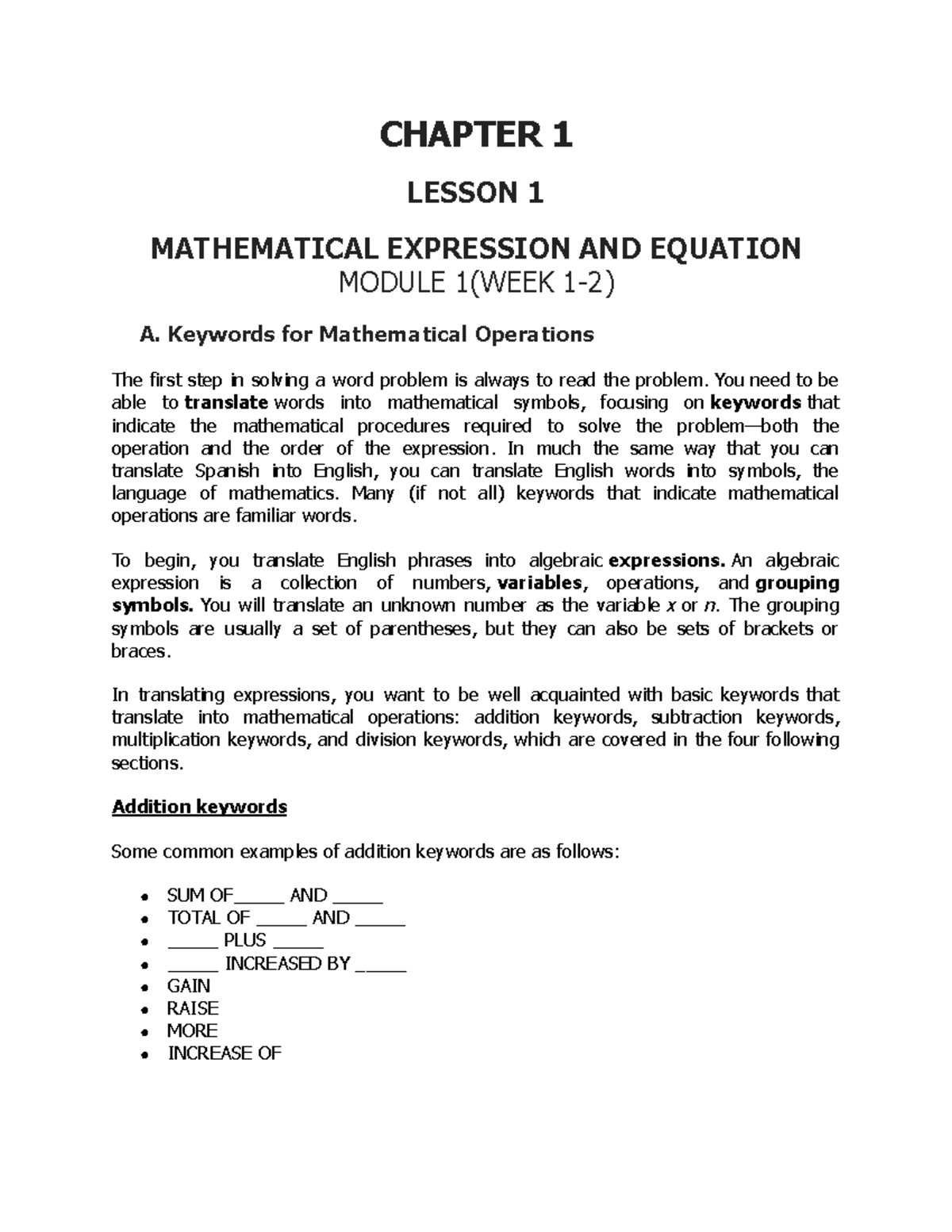 GE 3 MATH IN THE Modern World Prelim - CHAPTER 1 LESSON 1 MATHEMATICAL ...