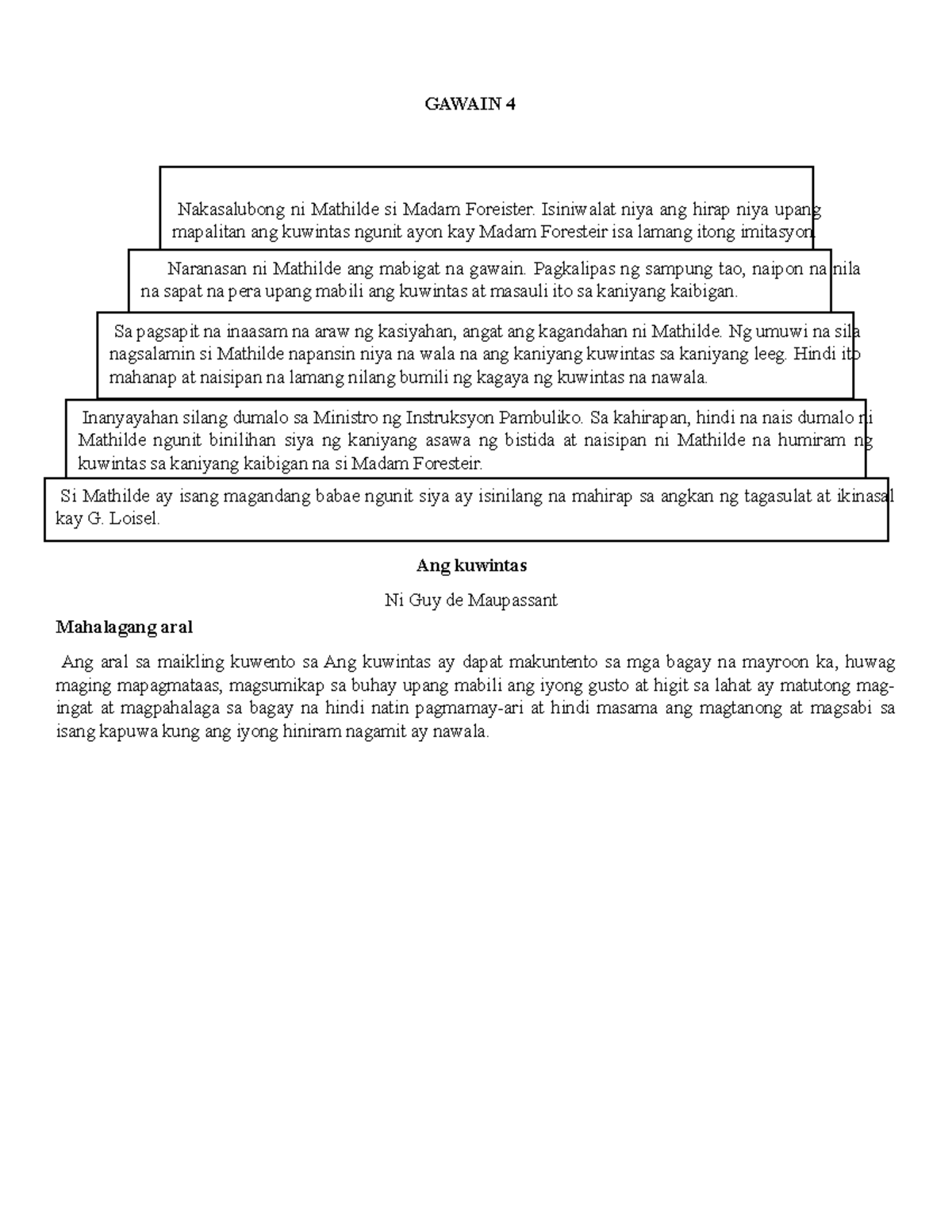 Fil 1 Gawain 4 - Magbasa at sagutin ang mga tanong gamit ang bahagdan ...