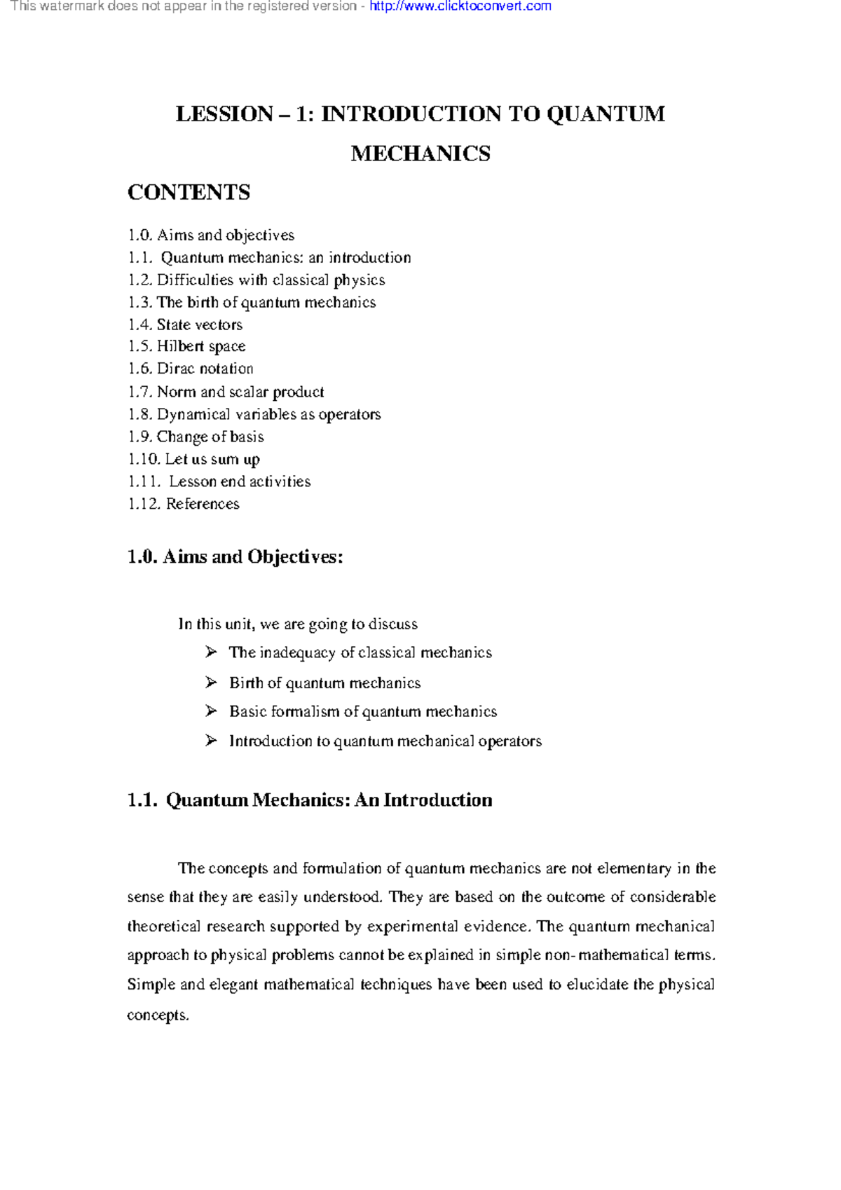 Physics quantum - yes - LESSION – 1 : INTRODUCTION TO QUANTUM MECHANICS ...