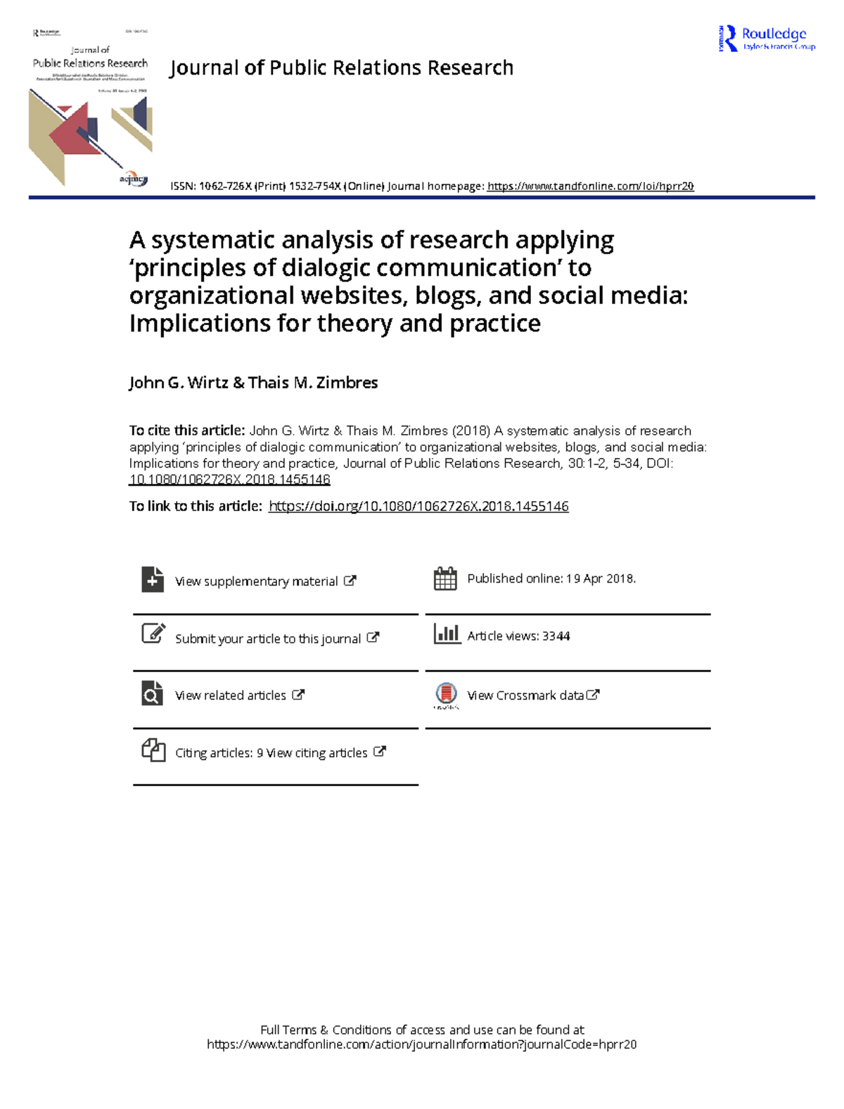 A systematic analysis of research applying principles of dialogic ...