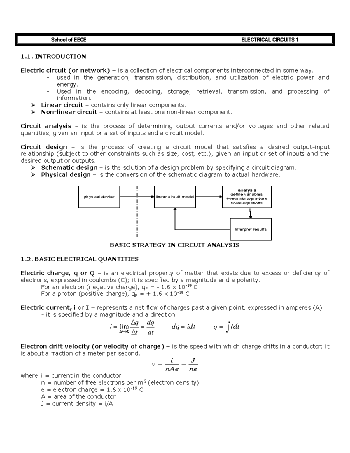 Elecrical Circuits 1 part A - 1. INTRODUCTION Electric circuit (or ...
