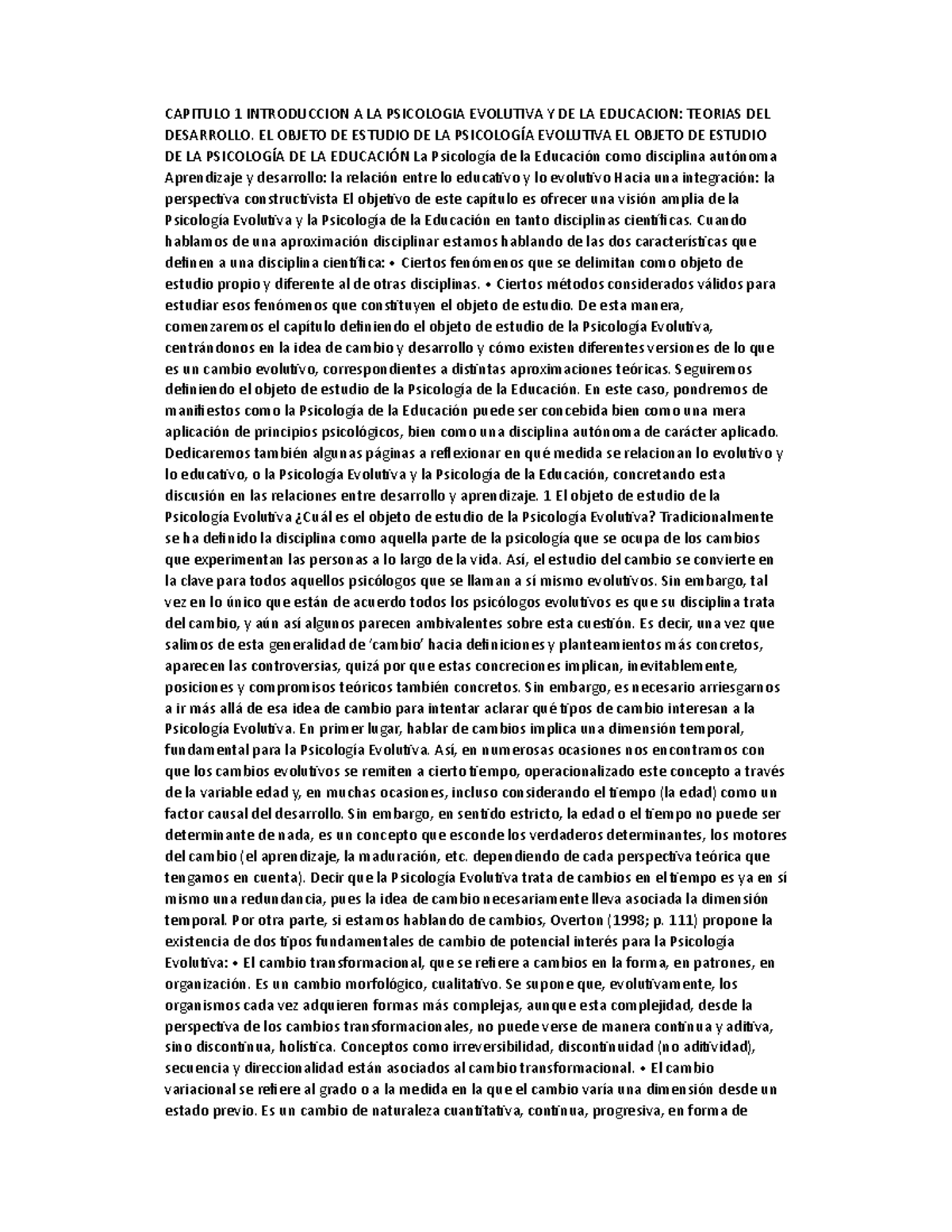 Psicología del desarrollo y el aprendizaje 1 Capitulo 1 - CAPITULO 1 INTRODUCCION A LA ...