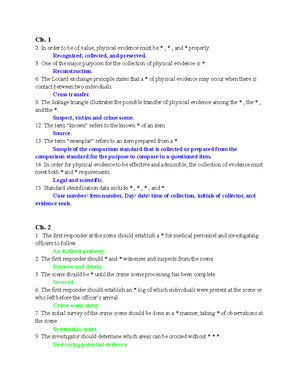 Crime Scene Management Notes - Ch. 2. Crime Scene Management Process. 1 ...