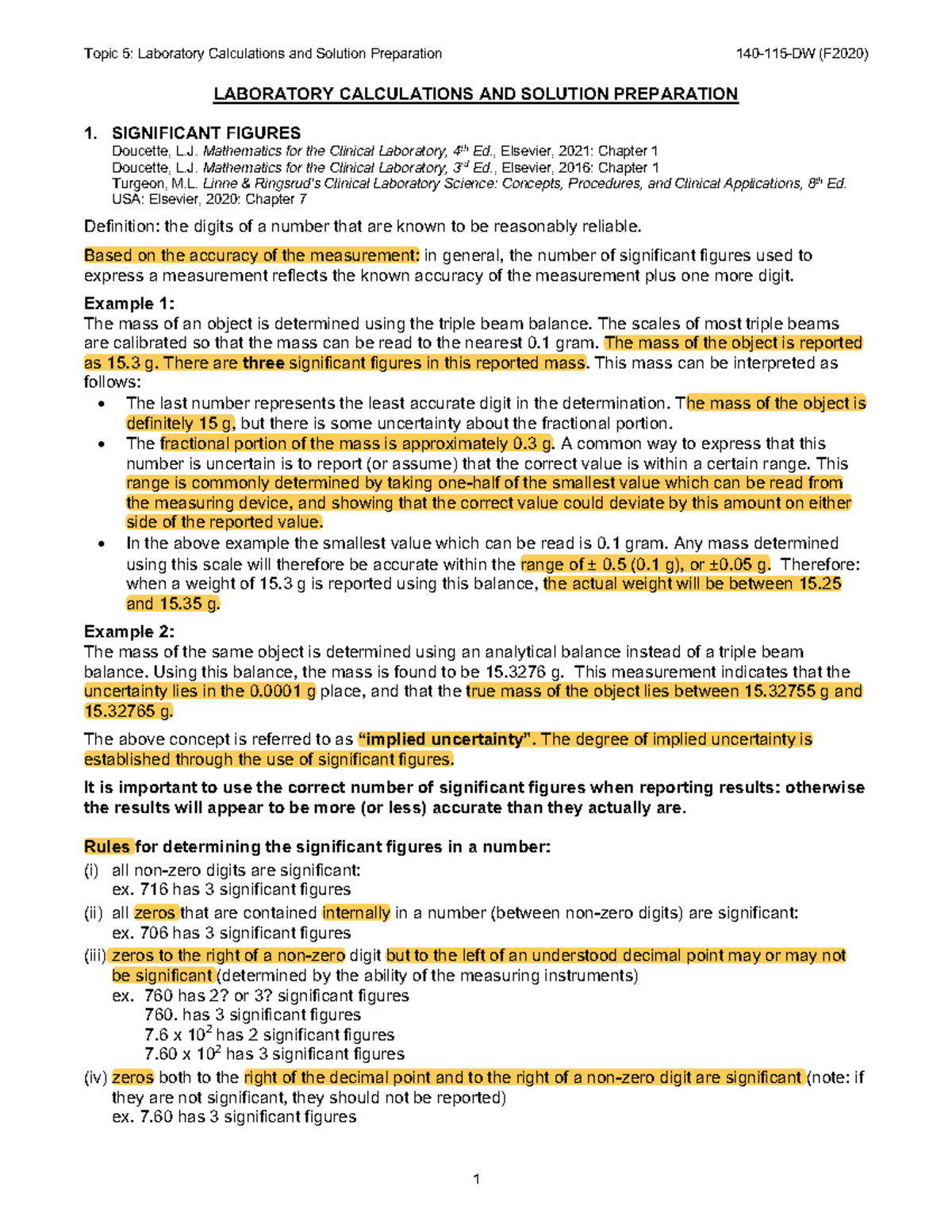 Lecture Notes Topic 5 - Laboratory Calculations and Solution ...