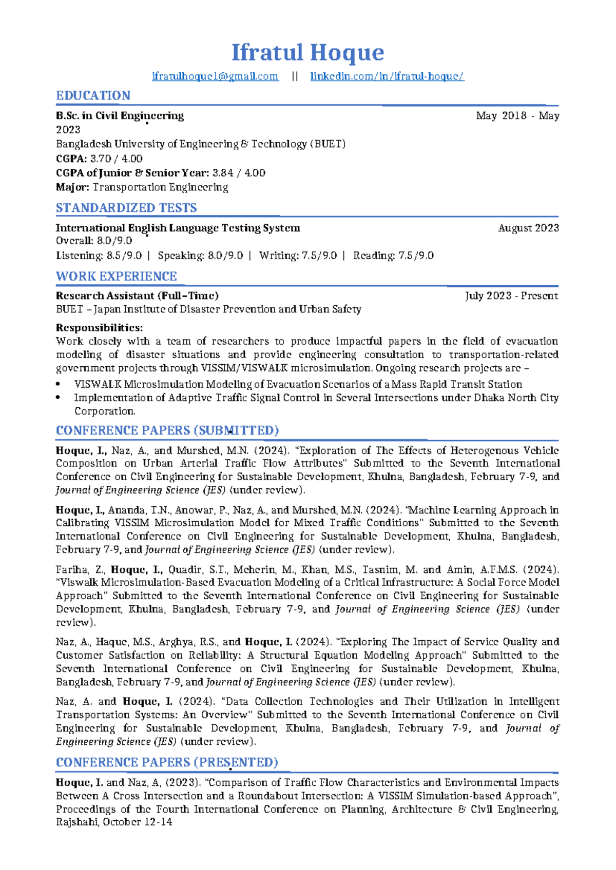 Academic CV (Dec 7 Update) - Ifratul Hoque ifratulhoque1@gmail ...