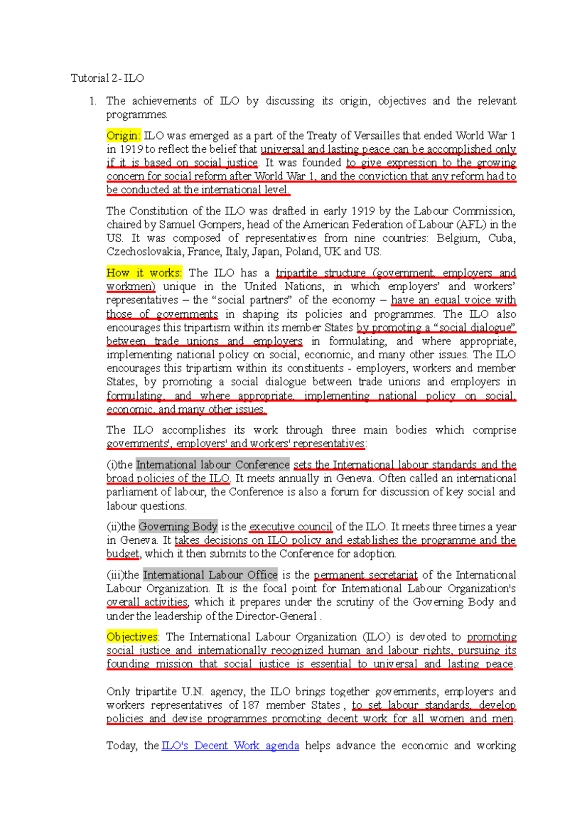 Tutorial 2 ILO - International Labour Organization - Tutorial 2- ILO ...