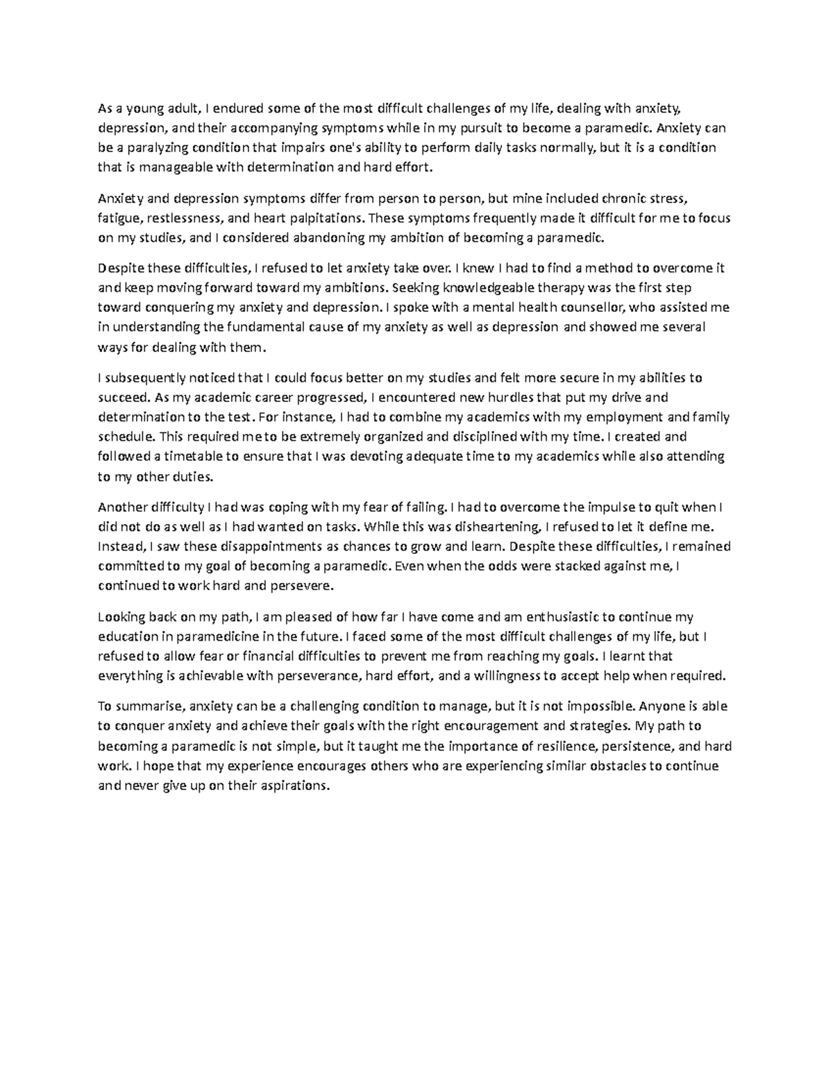 Essay for class - As a young adult, I endured some of the most ...