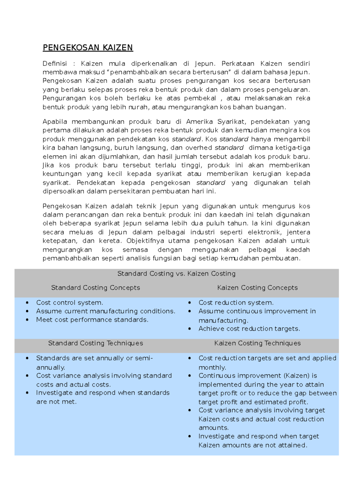Pdfcoffee - PENGEKOSAN KAIZEN Definisi : Kaizen mula diperkenalkan di ...
